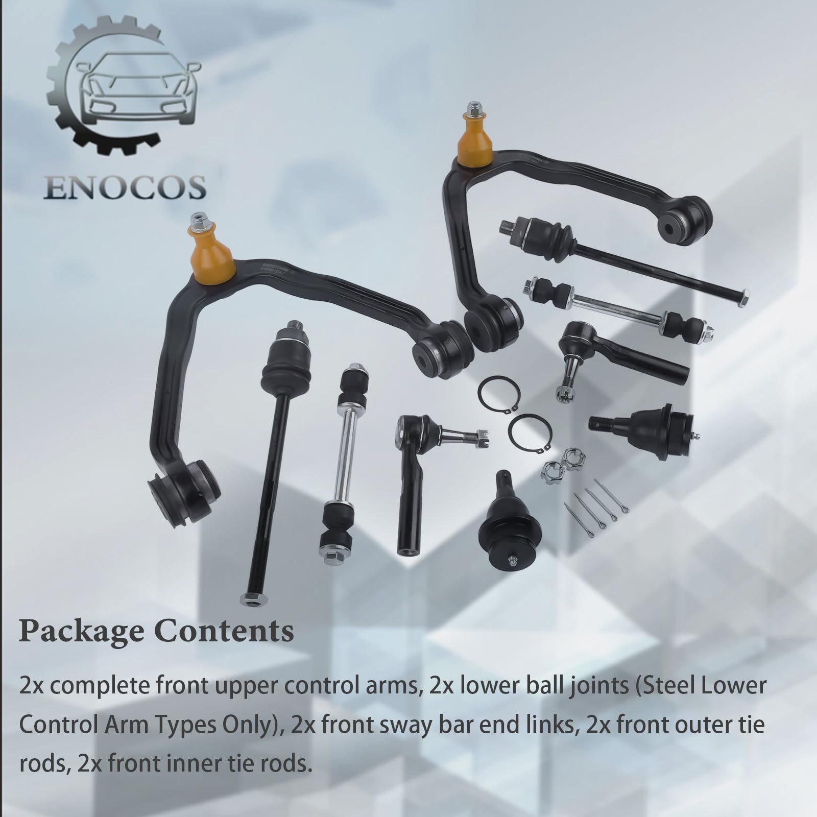 10Pcs K80942 4WD Front Upper Control Arms + Lower Ball Joints Tie Rods ...