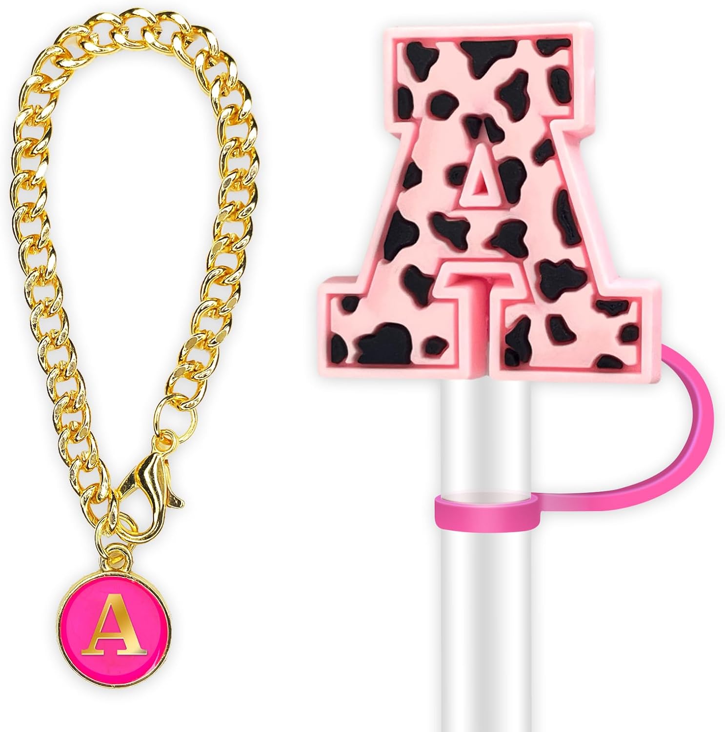 Amazon.com: Yanvowes Pink Letter Straw Toppers for Stanley, 10mm ...