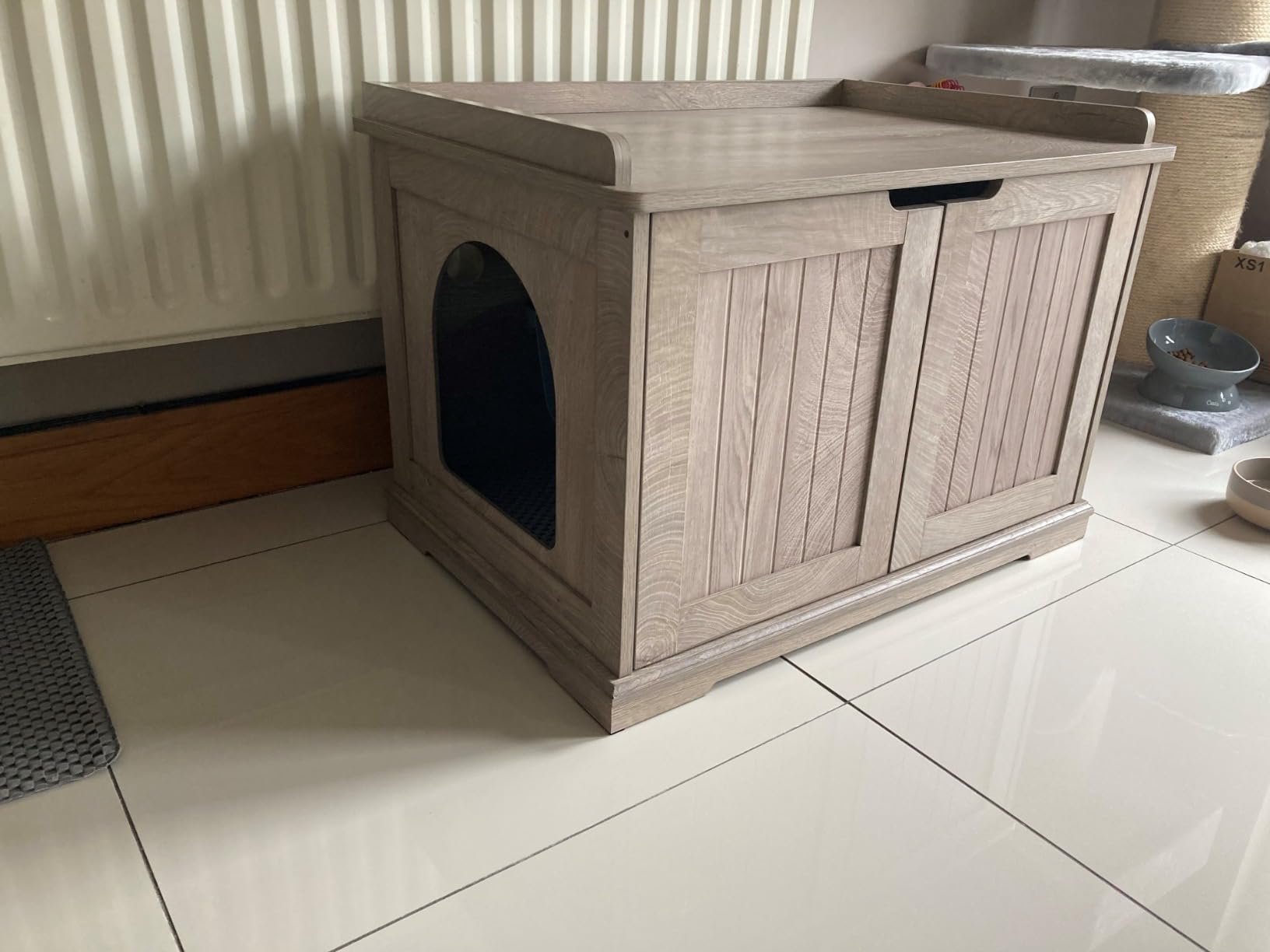 unipaws Cat Litter Box Enclosure Furniture, Wooden Litter Tray Cover ...