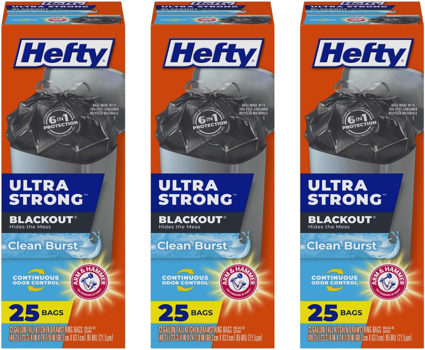 Amazon.com: Hefty Ultra Strong Tall Kitchen Trash Bags, Blackout, Clean ...