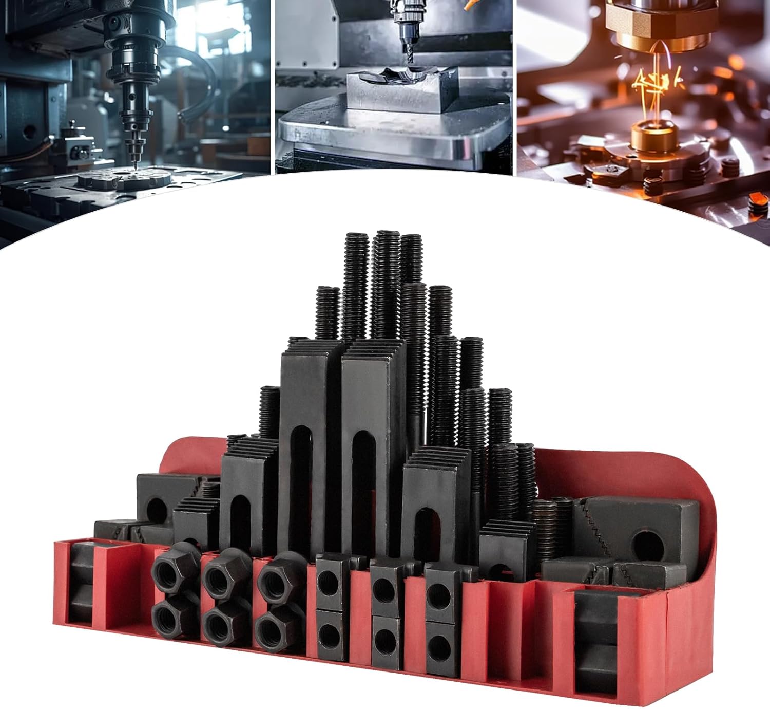 58-Piece T-Slot Clamping Kit M12 Hardened Press Plate for Lathe Milling ...