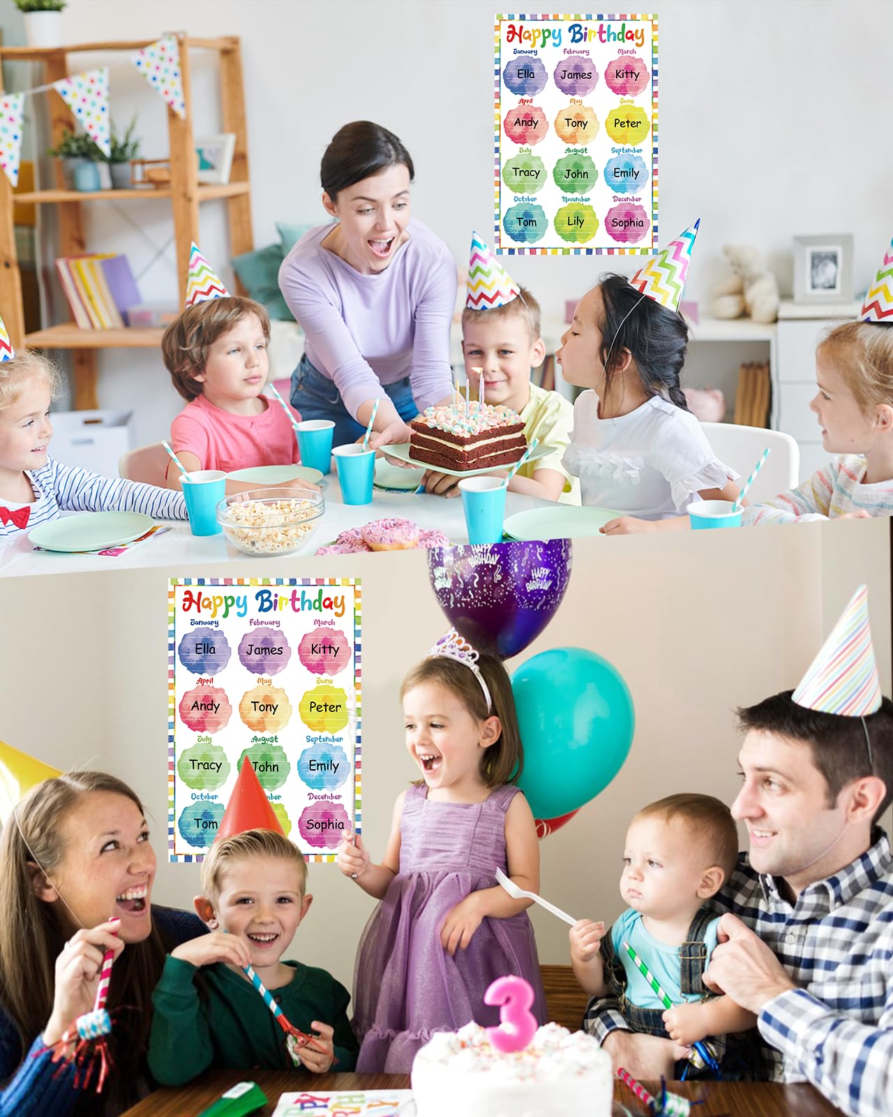 Snapklik.com : Watercolor Birthday Poster For Classroom - 16.5"x 11.2 ...