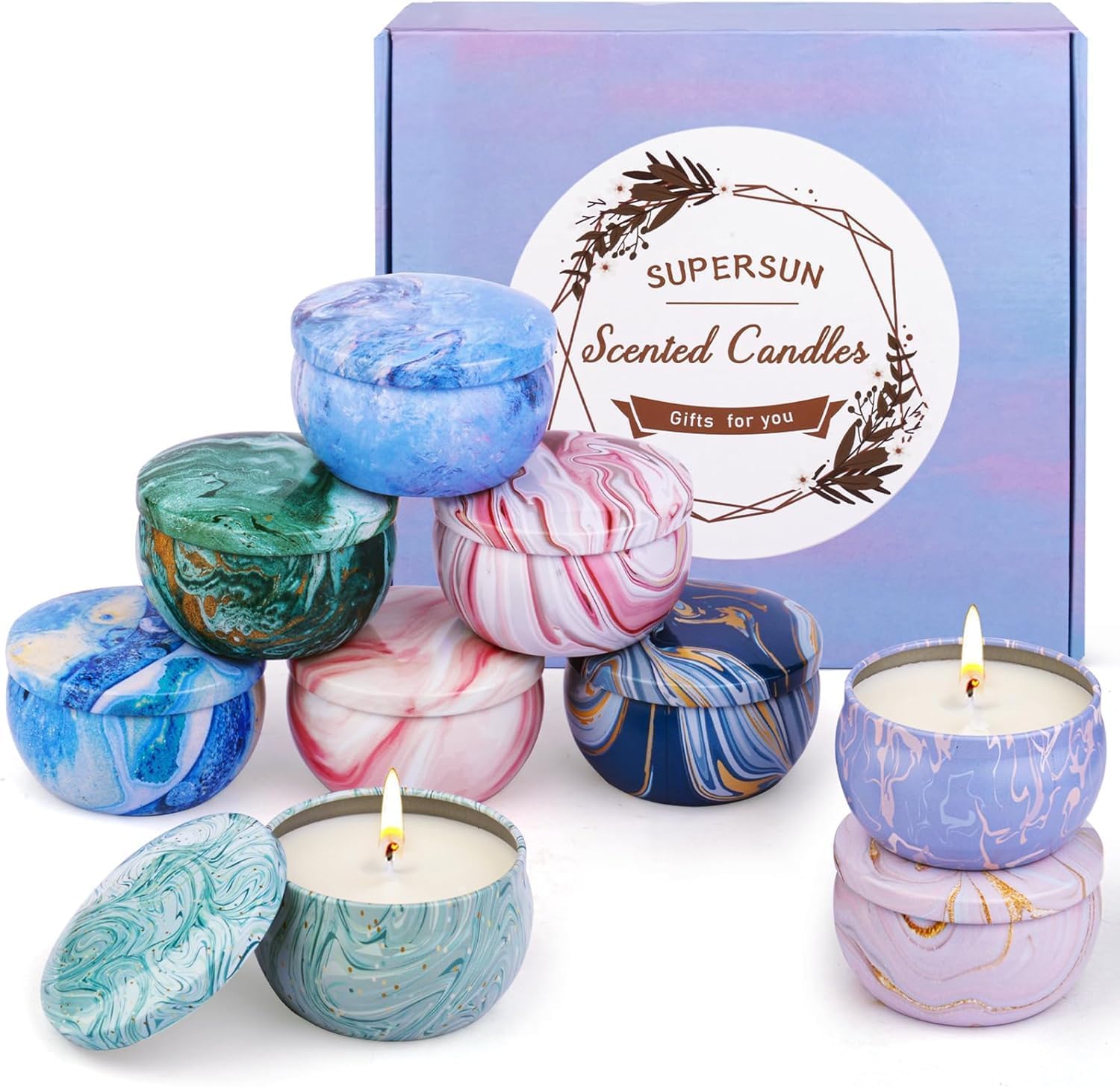 Amazon.com: Fresh and Floral Scented Candle Gift Set [from CNFN] | 100% ...