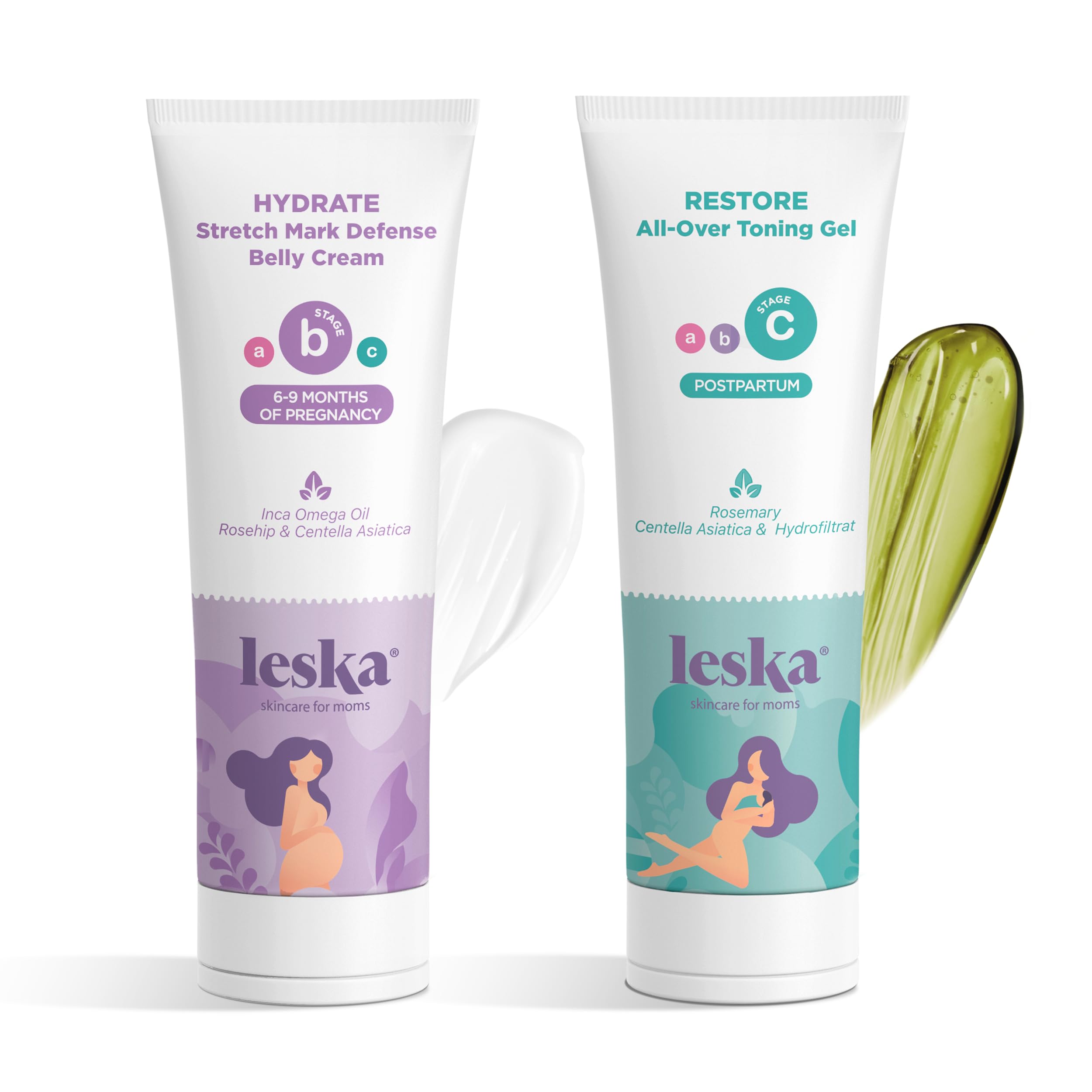 Amazon.com: Leska Maternity Stages B & C Set | HYDRATE Belly Cream ...