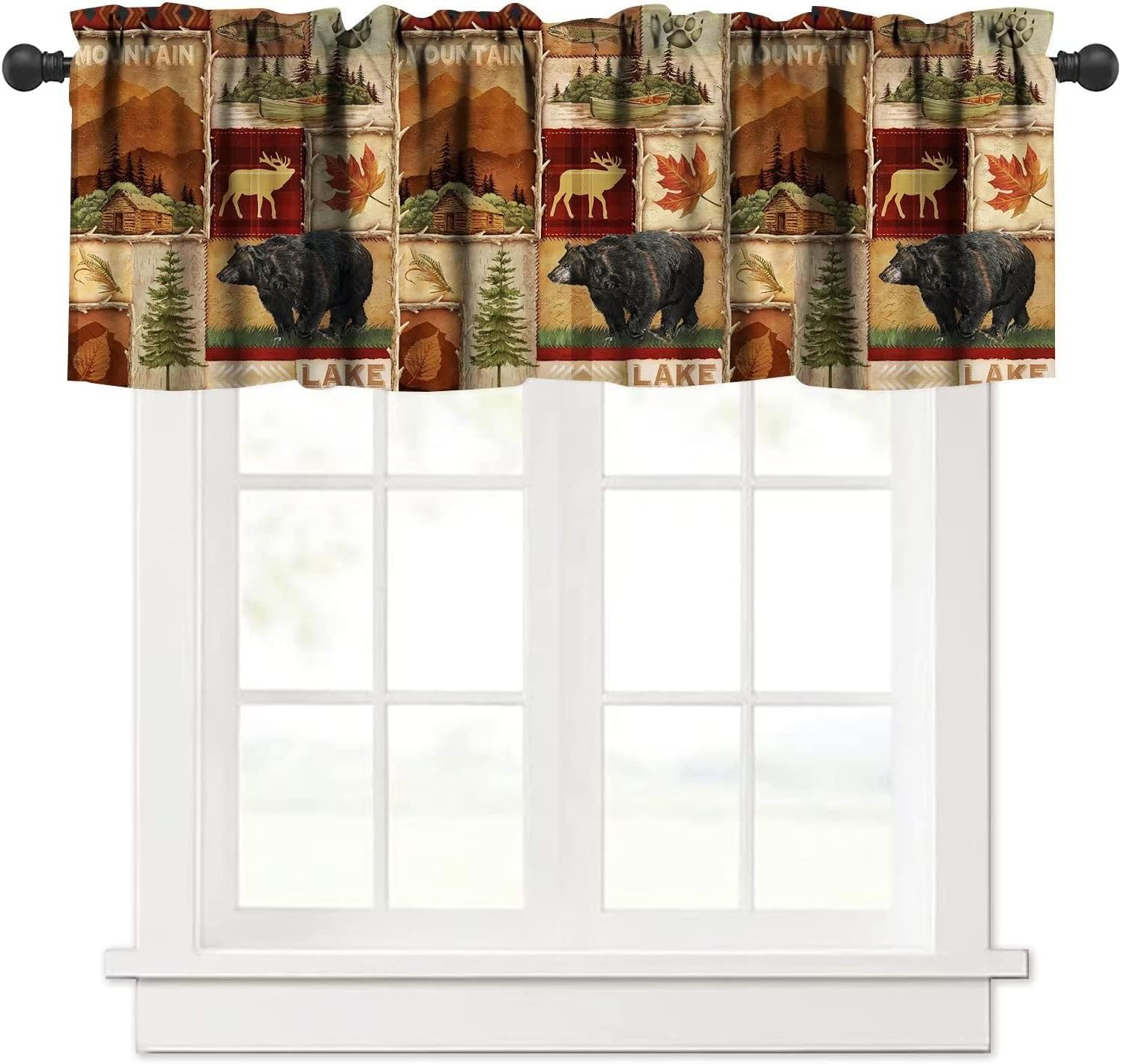 Amazon.com: Rustic Moose Deer Bear Window Valance, Vintage Cottage ...