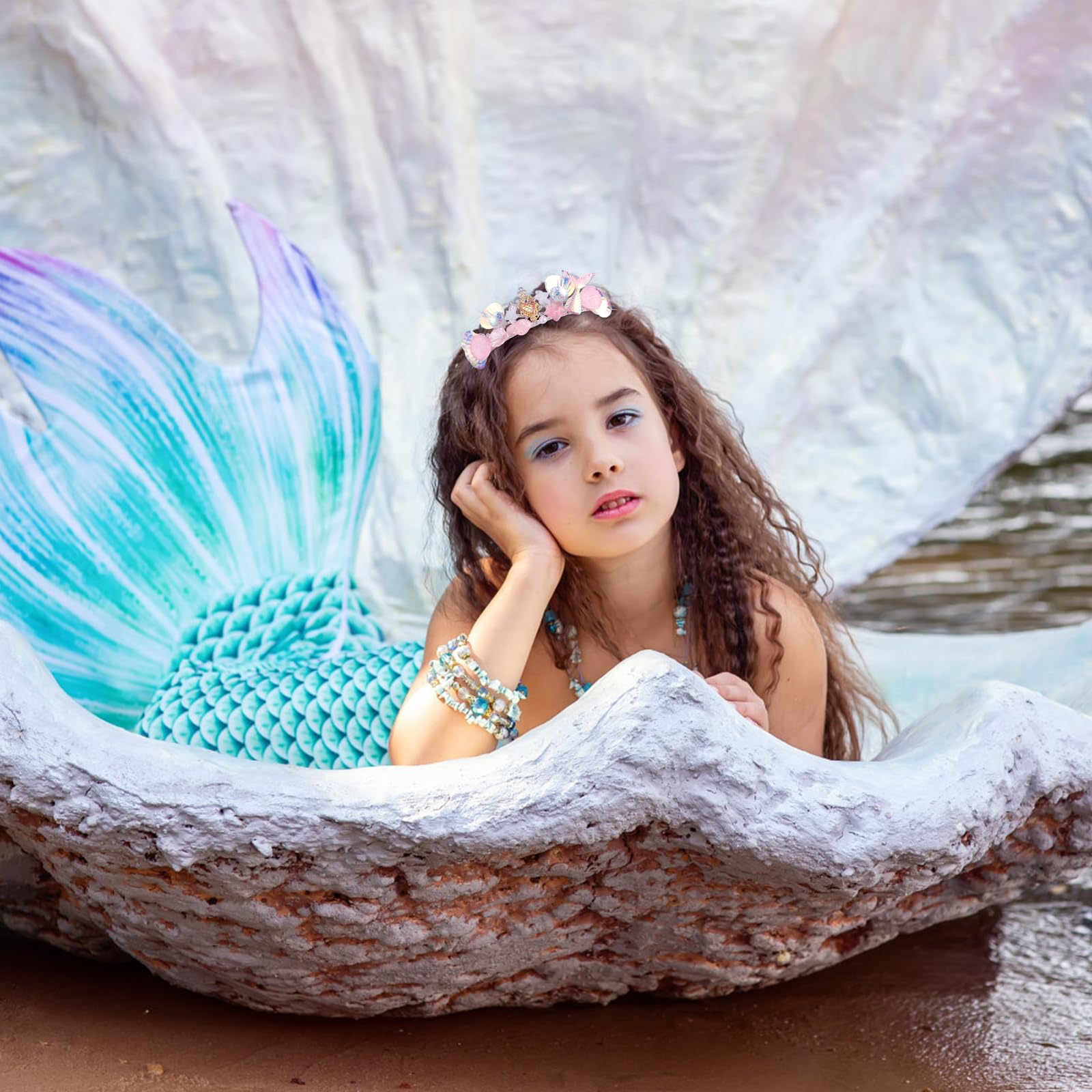 Snapklik.com : CIEHER Mermaid Crown For Girls Pink Mermaid Headband ...