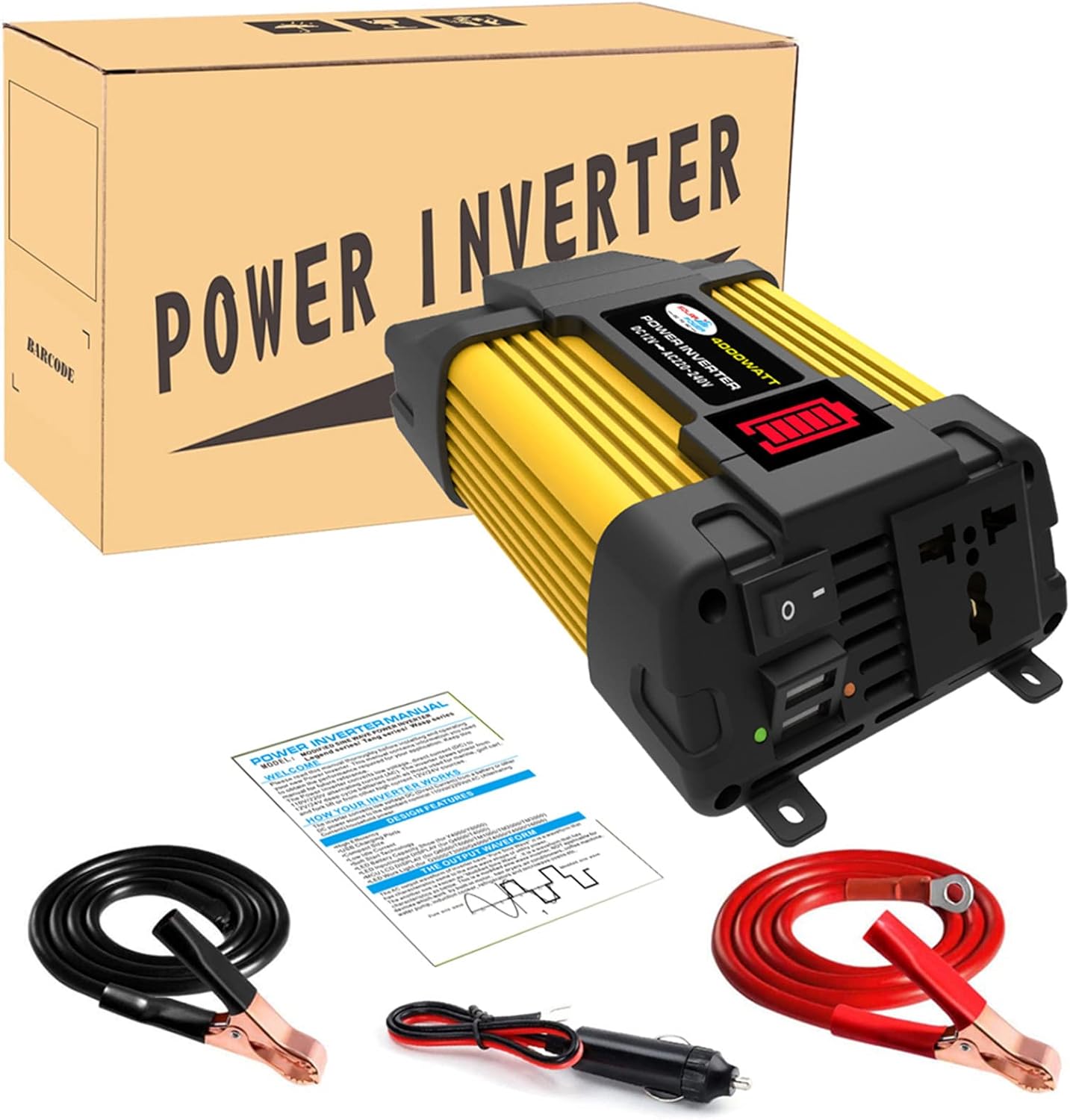 Amazon.com: HAGNZHE 4000W/6000W Power Inverter Dc 12V to 110V/220V Ac ...