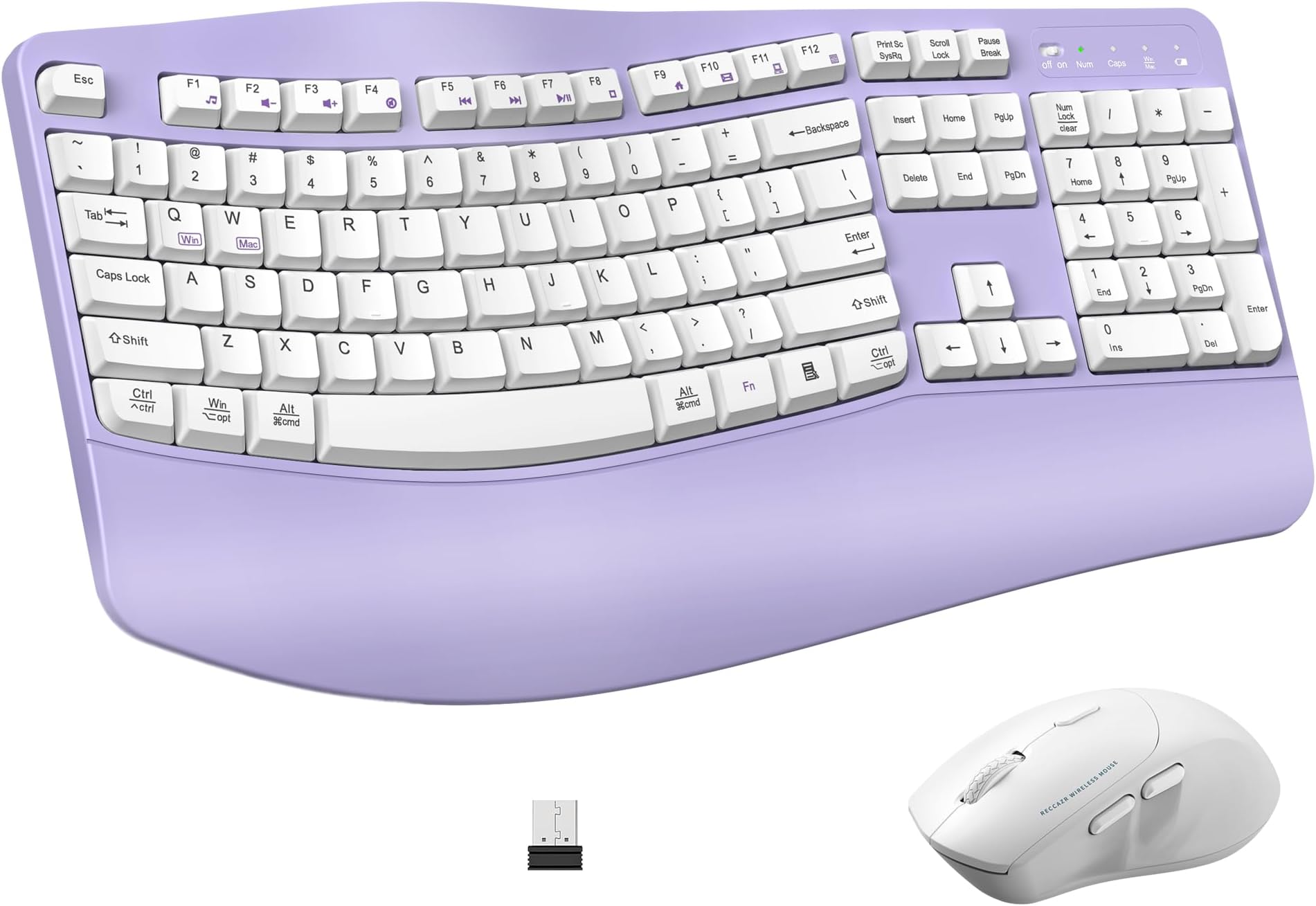 Amazon.com: Ergonomic Wireless Keyboard and Mouse Combo, Wave Keys ...