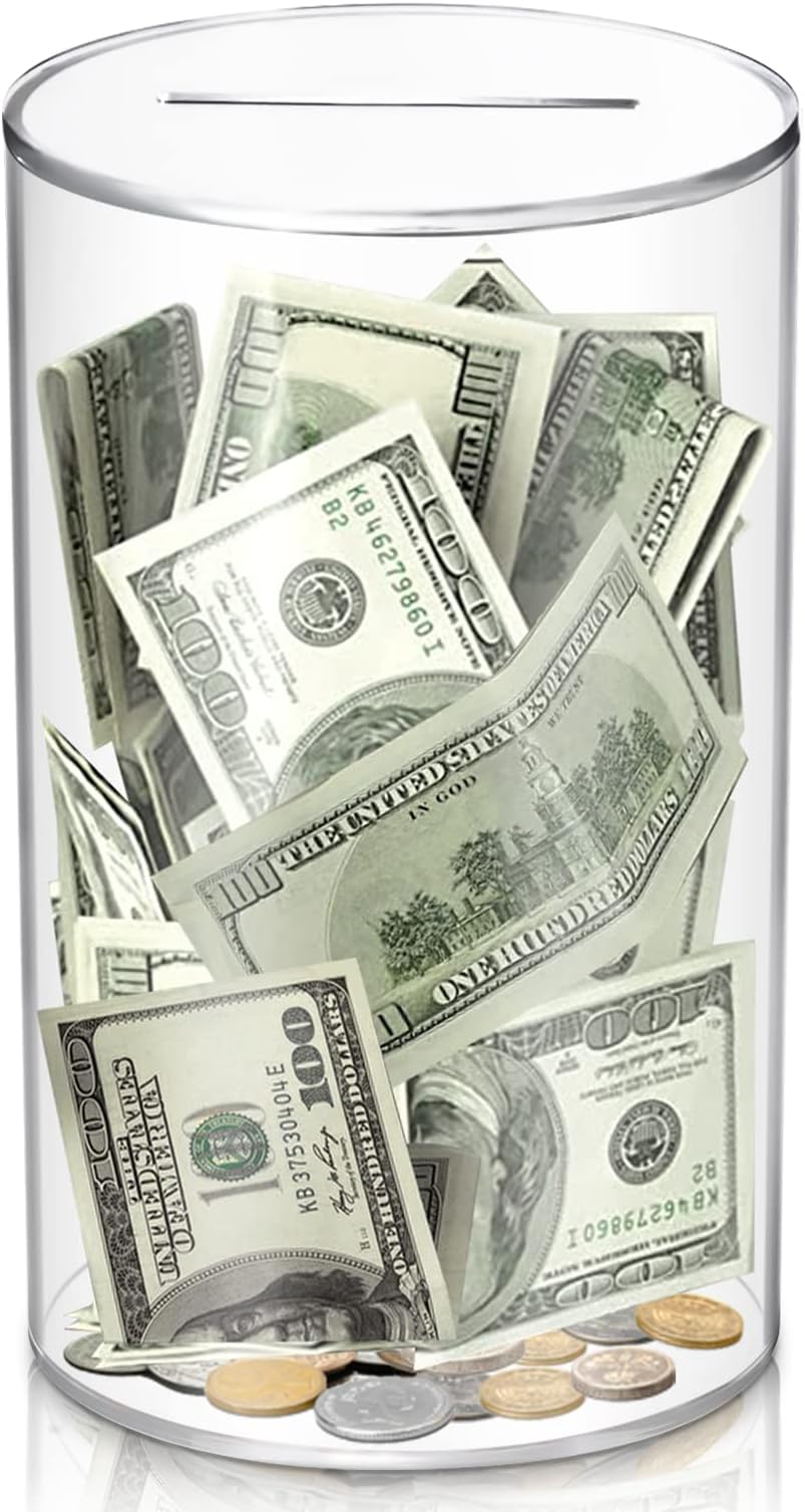 Amazon.com: Clear Piggy Bank for Adults Kids, Acrylic Piggy Bank for ...