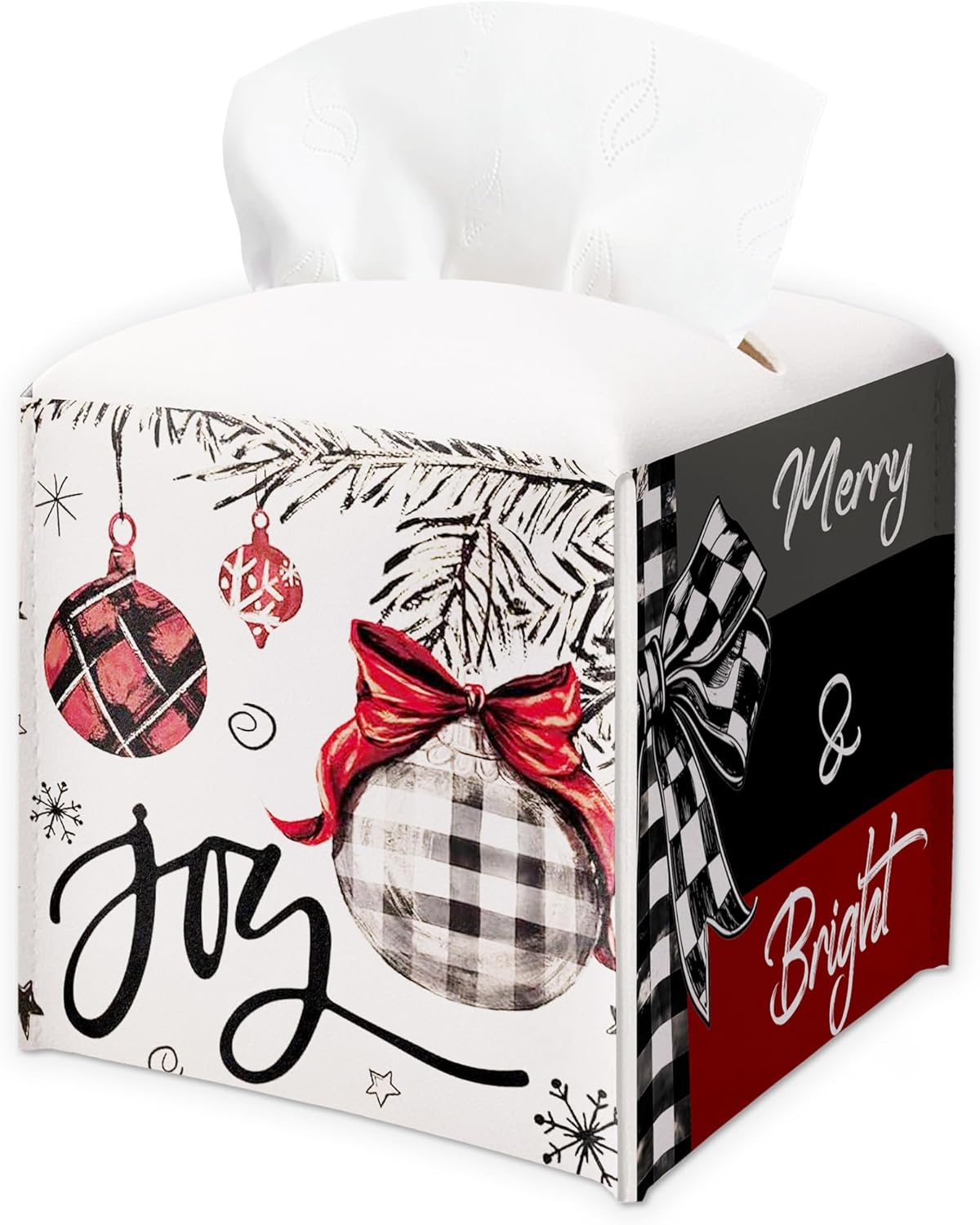 Amazon.com: Merry & Bright Christmas Tissue Box Cover - Christmas Ball ...