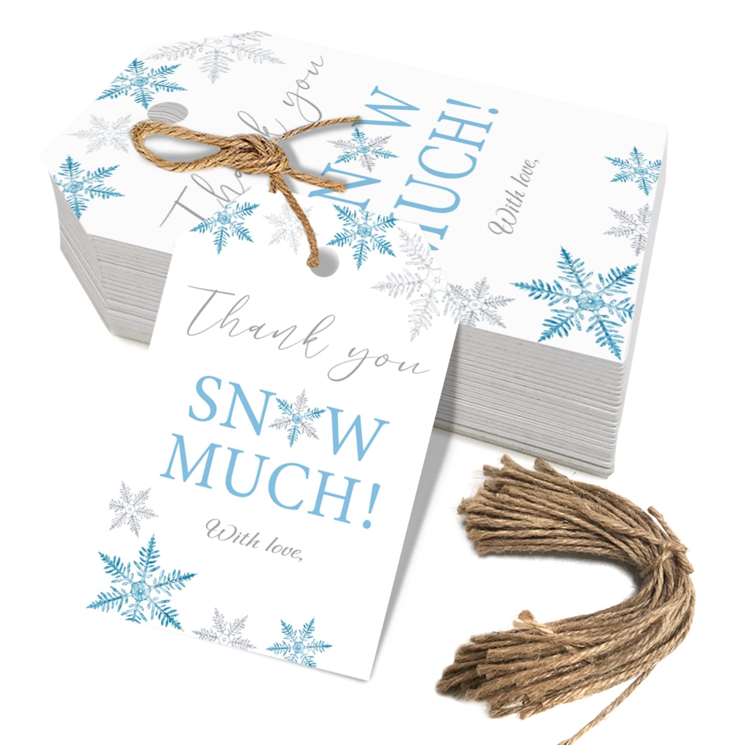 Amazon.com : 50pcs Thank You Snow Much Tags, Snowflakes Gift Tags for ...