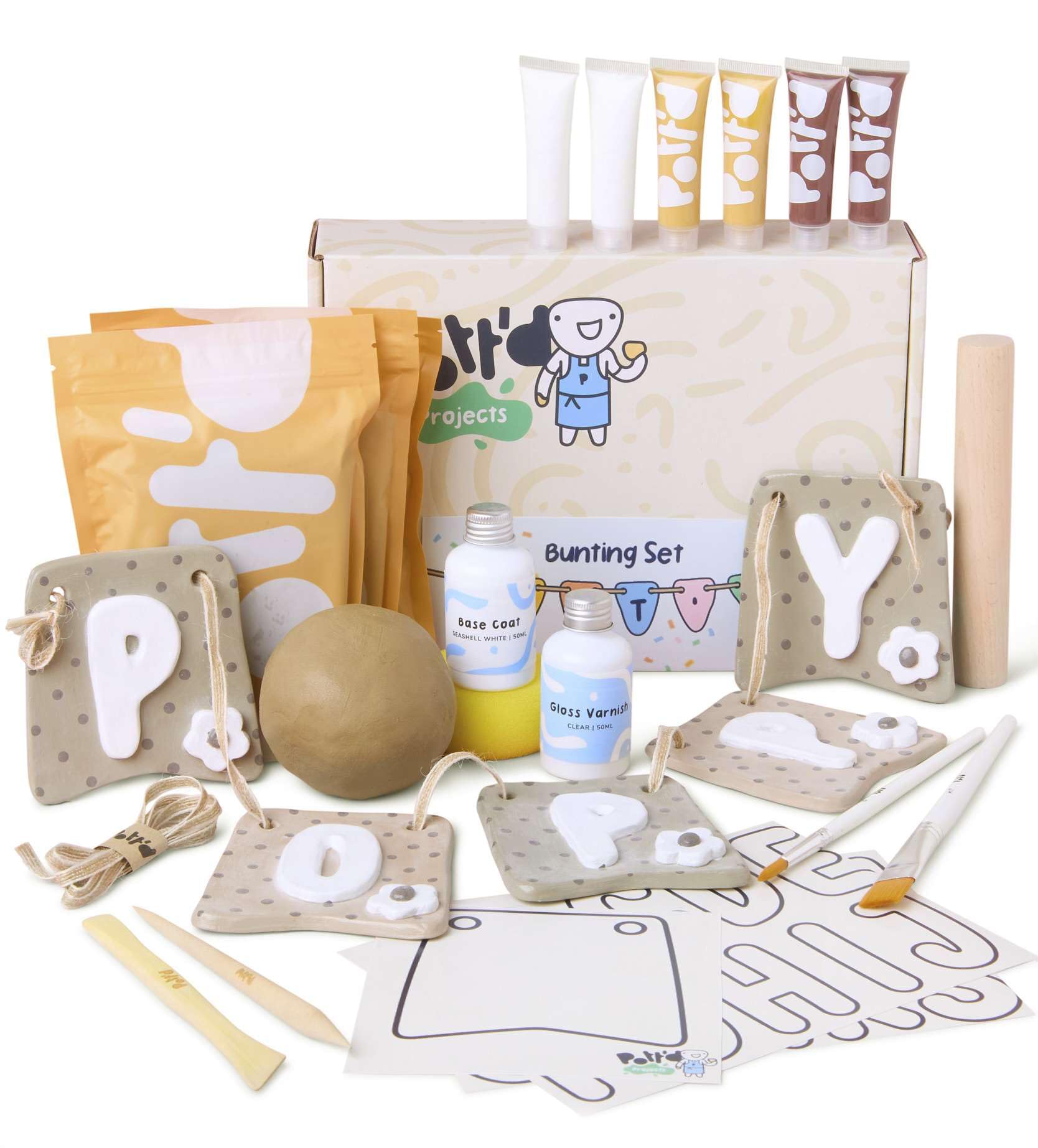 Amazon.com: Pott'd Mini Pottery Kits | Air Dry Clay Pottery Kit for ...