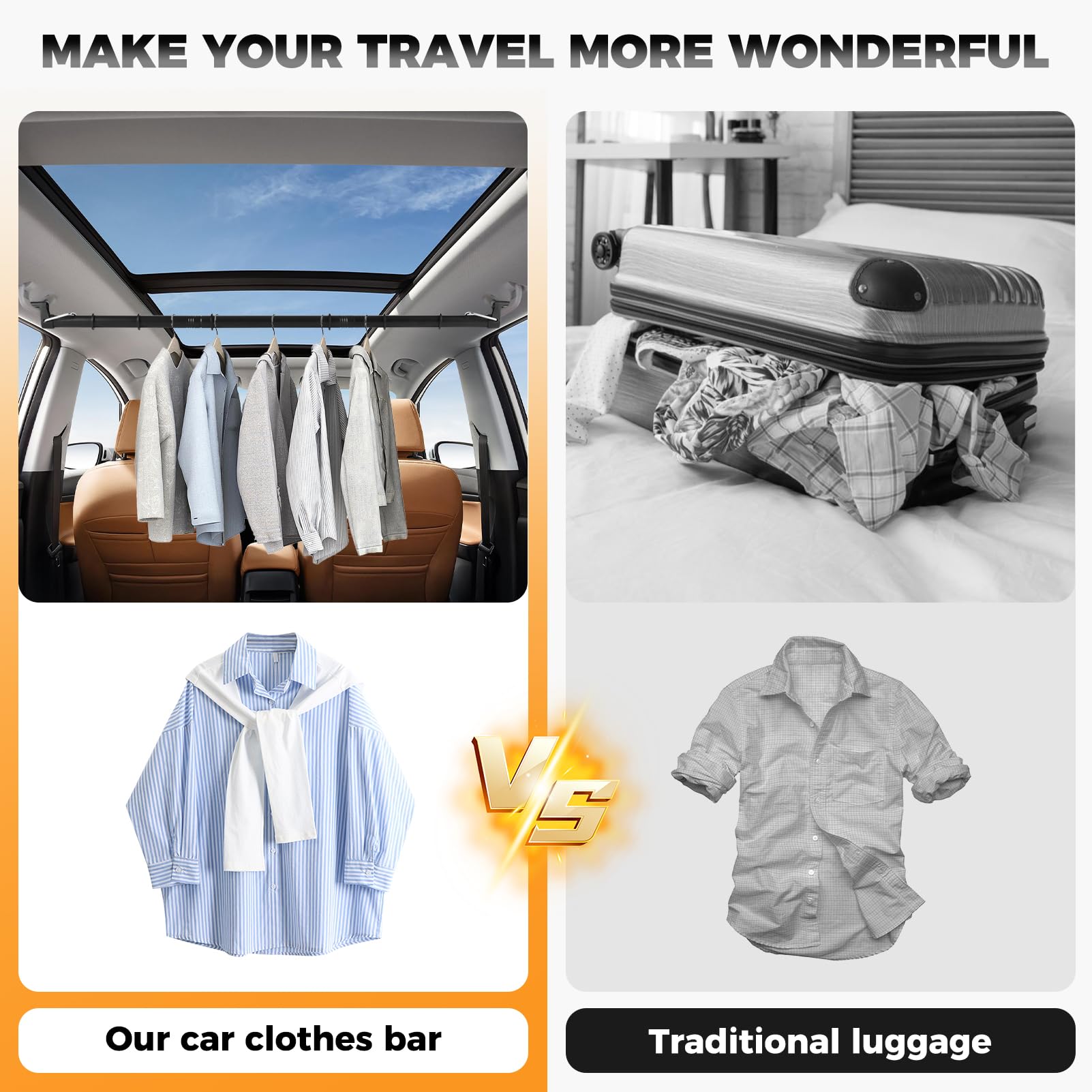 Snapklik.com : Car Clothes Hanger Bar, Heavy Duty Adjustable 3063 ...