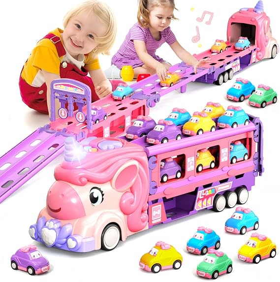 Amazon.com: Car Toys for 2 3 4 5 6 7 Year Old Toddler Girl, Unicorn ...