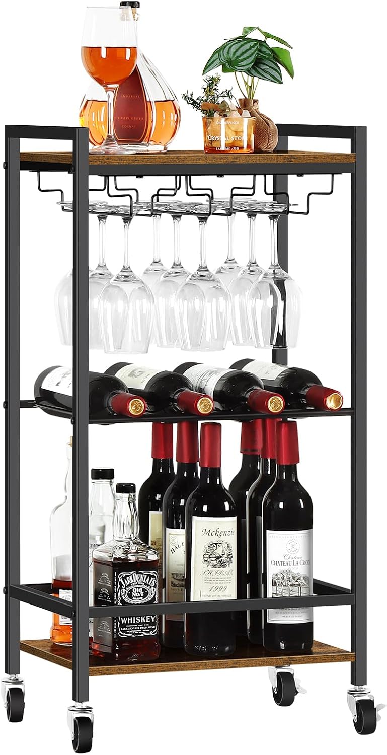Amazon.com: Small Bart Cart 3 Tier Mini Serving Cart with Wheels ...