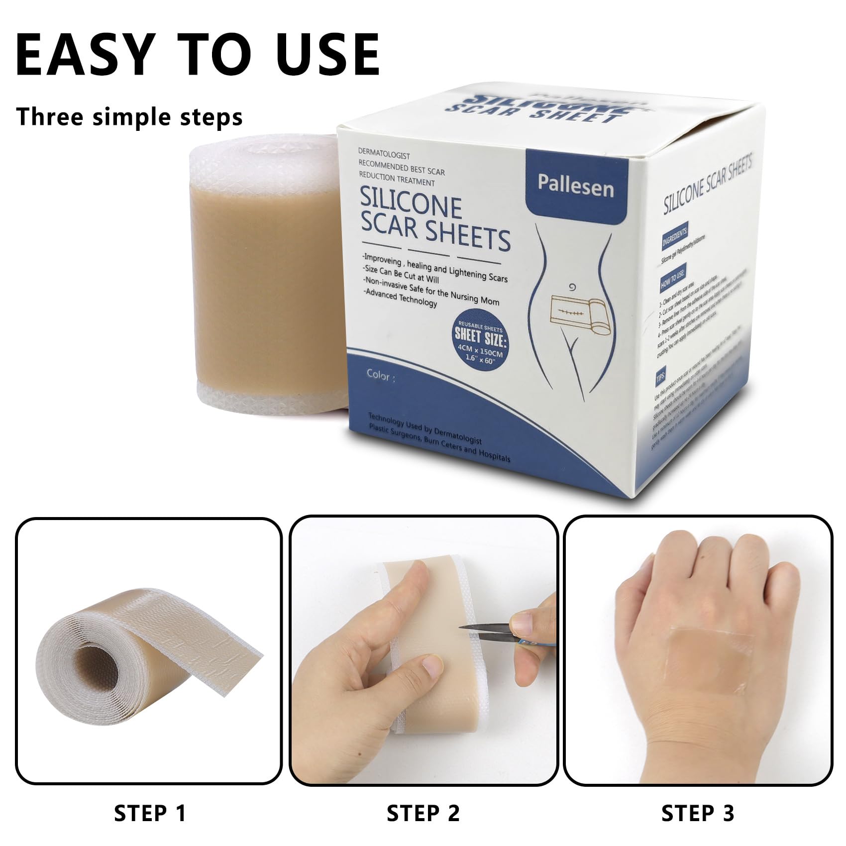 Snapklik.com : Pallesen Silicone Scar Sheets, Silicone Scar Tape Roll ...