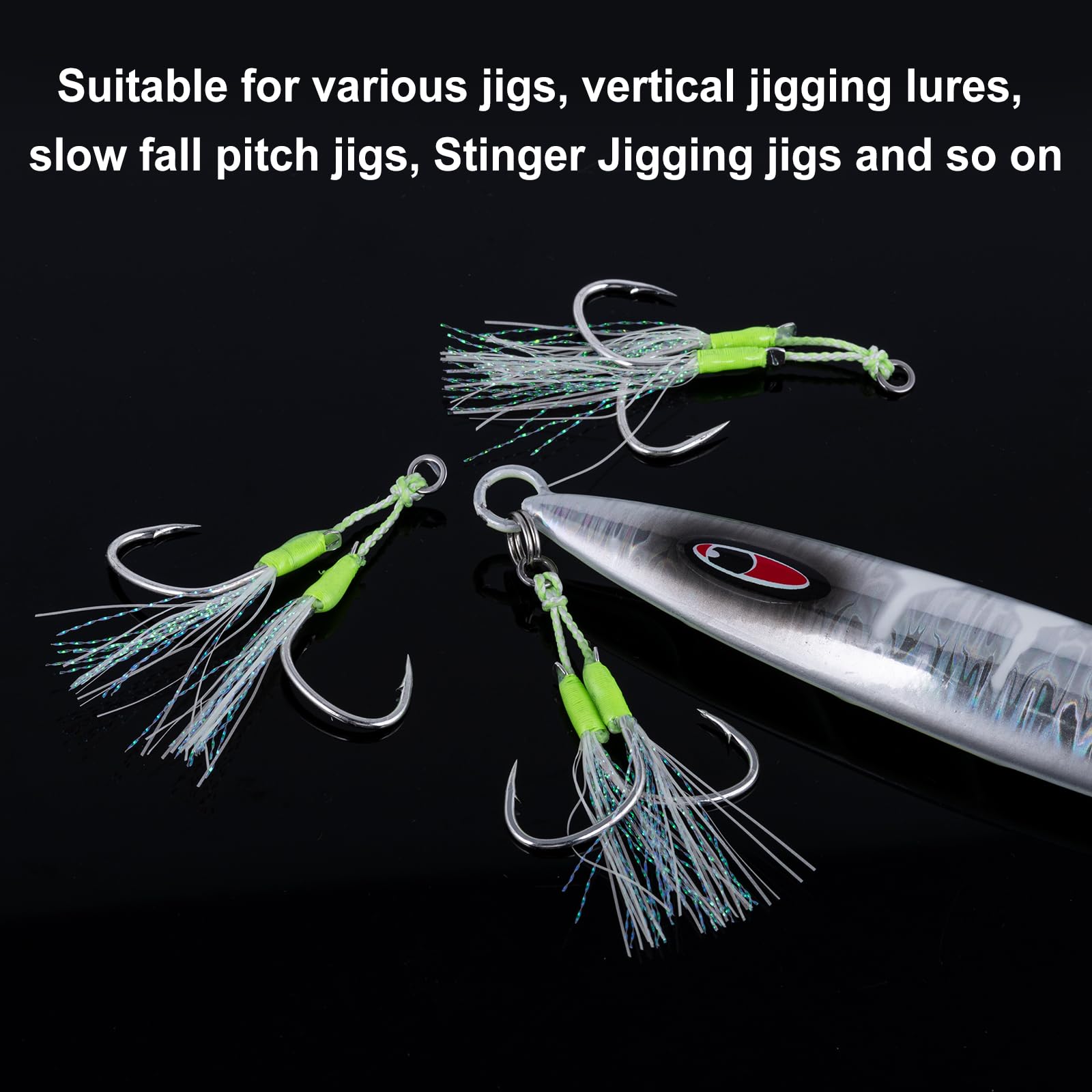 Snapklik.com : Fishing Assist Hooks, Glow Jigging Double Assist Jig ...