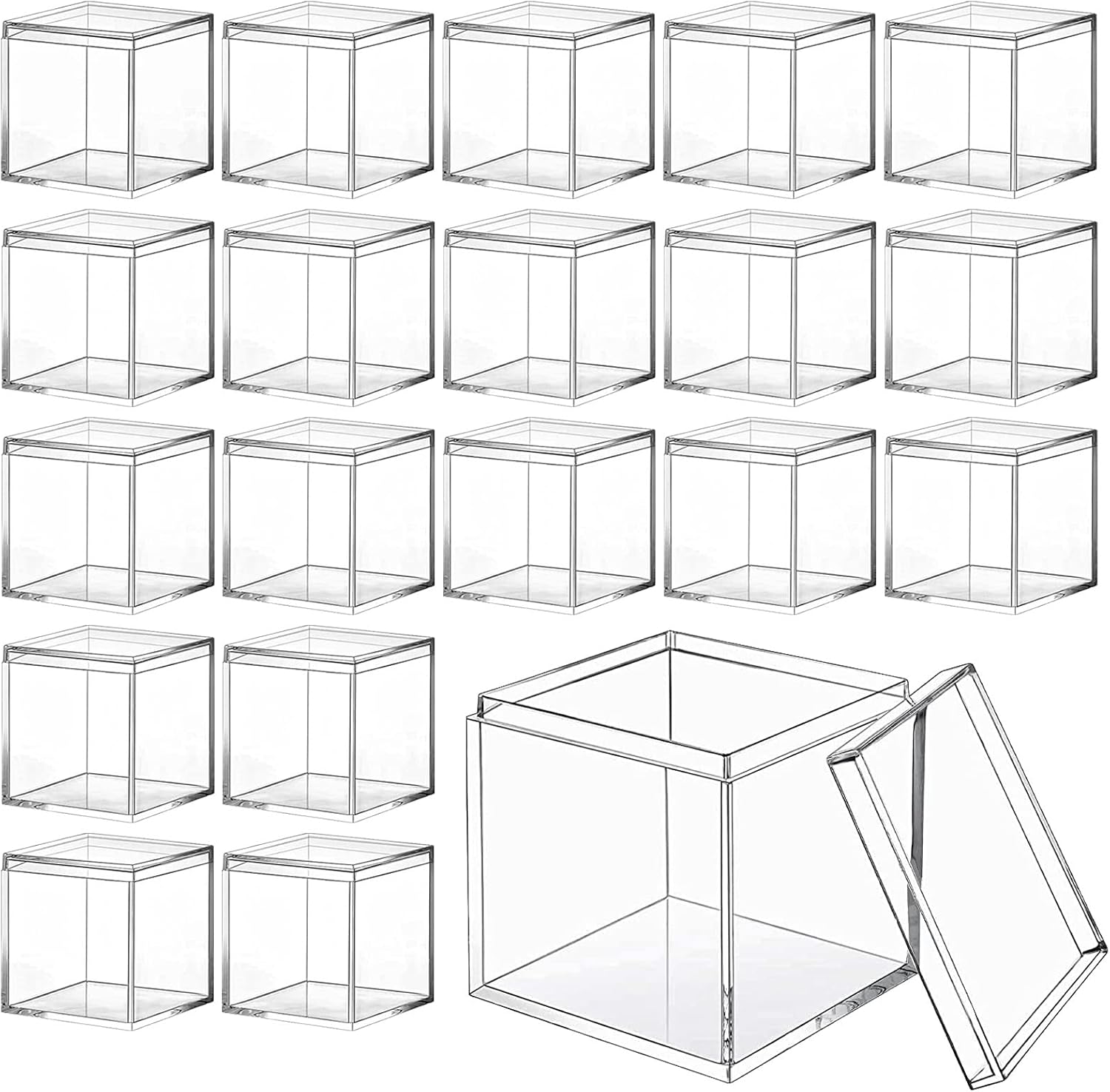 Amazon.com: LUNKUIVY 24 PCS Acrylic Square Cube Plastic Small Acrylic Box with Lids, Gifts Box ...