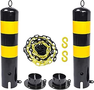 Amazon.com: 2pcs Security Post Bollard and Barrier Chain 5m Set Metal ...