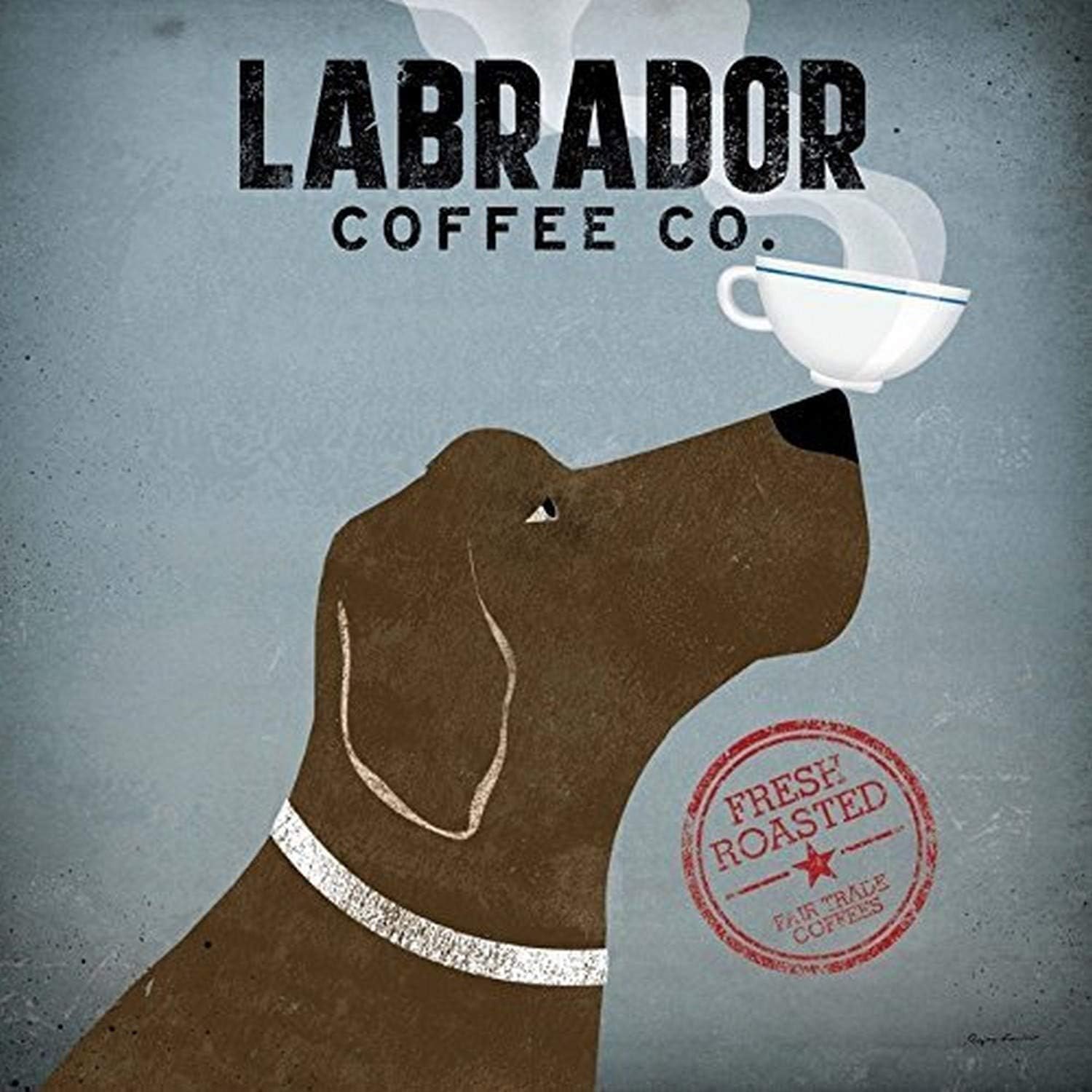 Amazon.com: Buyartforless Brown Labrador Coffee Co by Ryan Fowler 12x12 ...