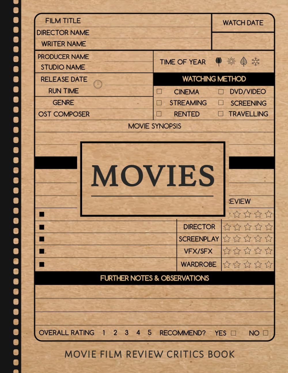 Movie Critic Film Review Book: Capture Every Critique. Ideal for Film ...