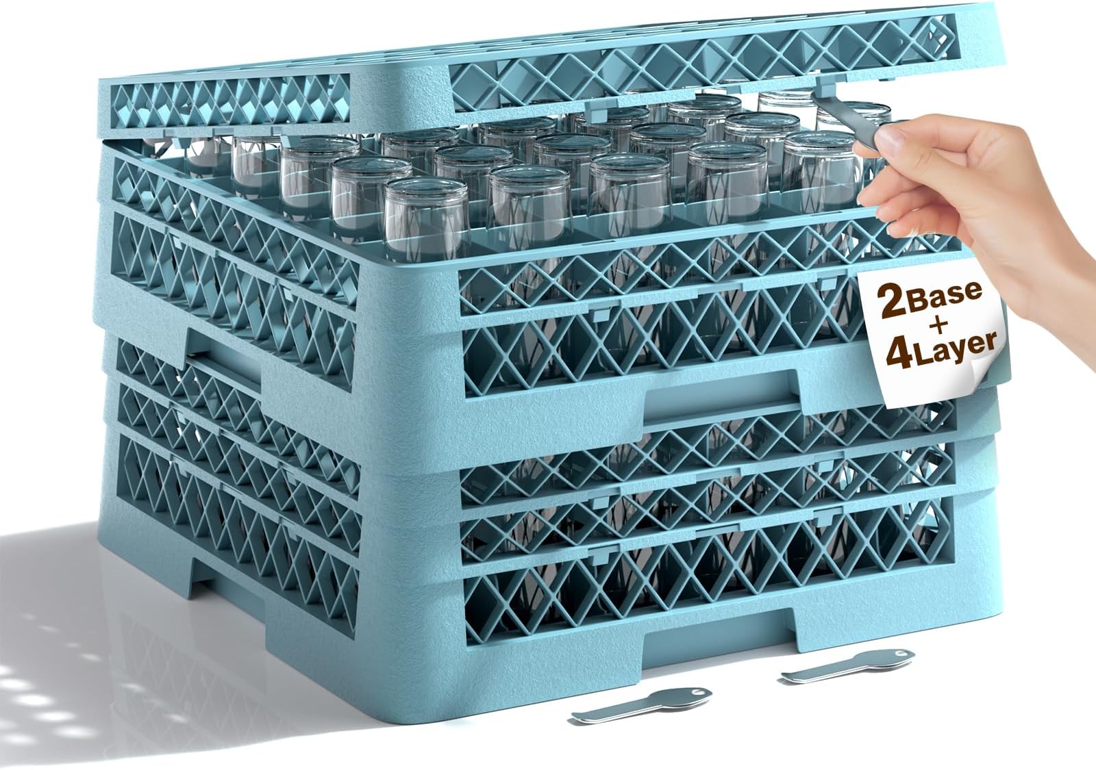 Amazon.com: WantJoin 2 Pack Glass Rack 36 Compartments with 2 Extenders ...