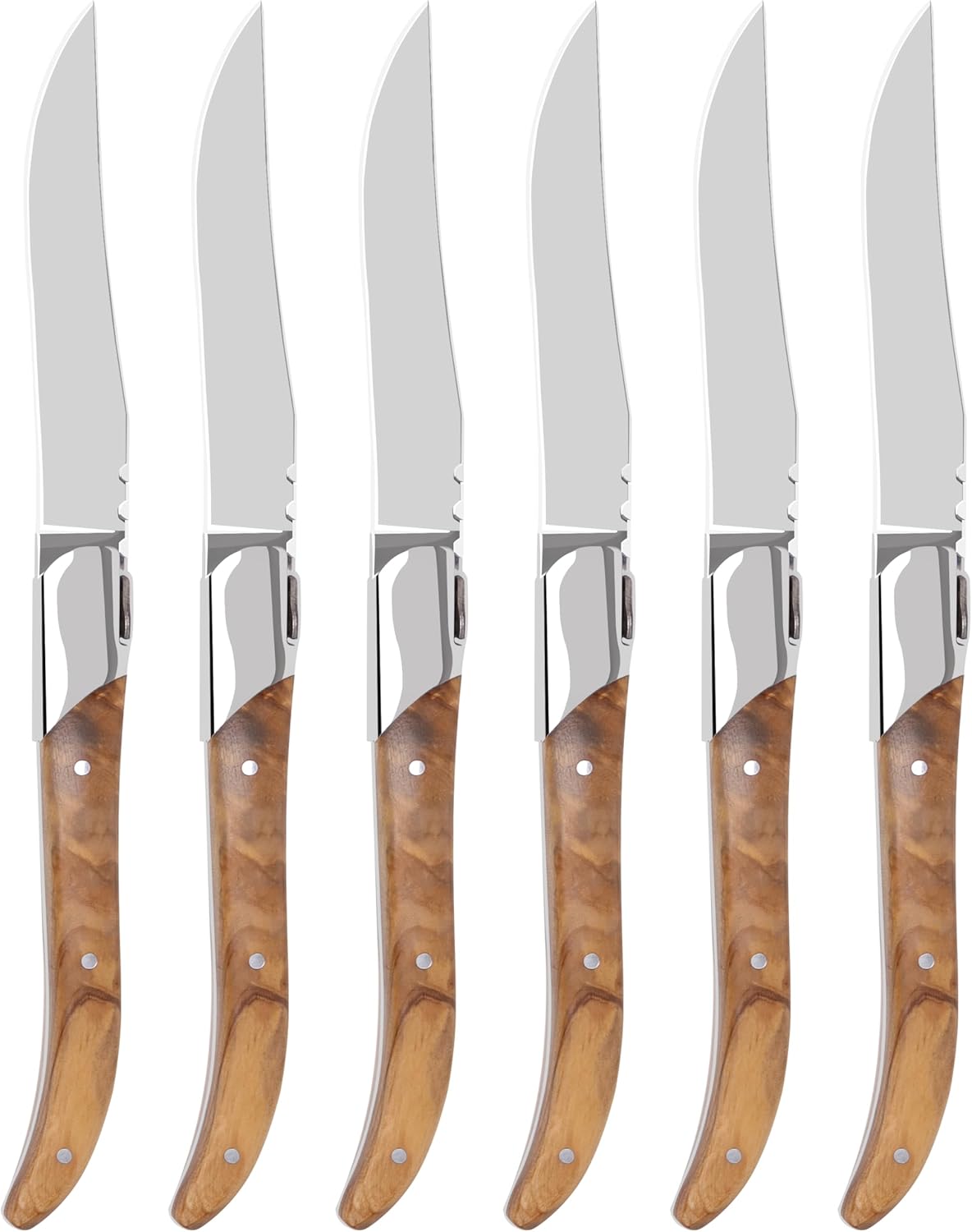 Amazon.com: LUVCOSY Laguiole Style Steak Knife Set of 6, Non-serrated ...