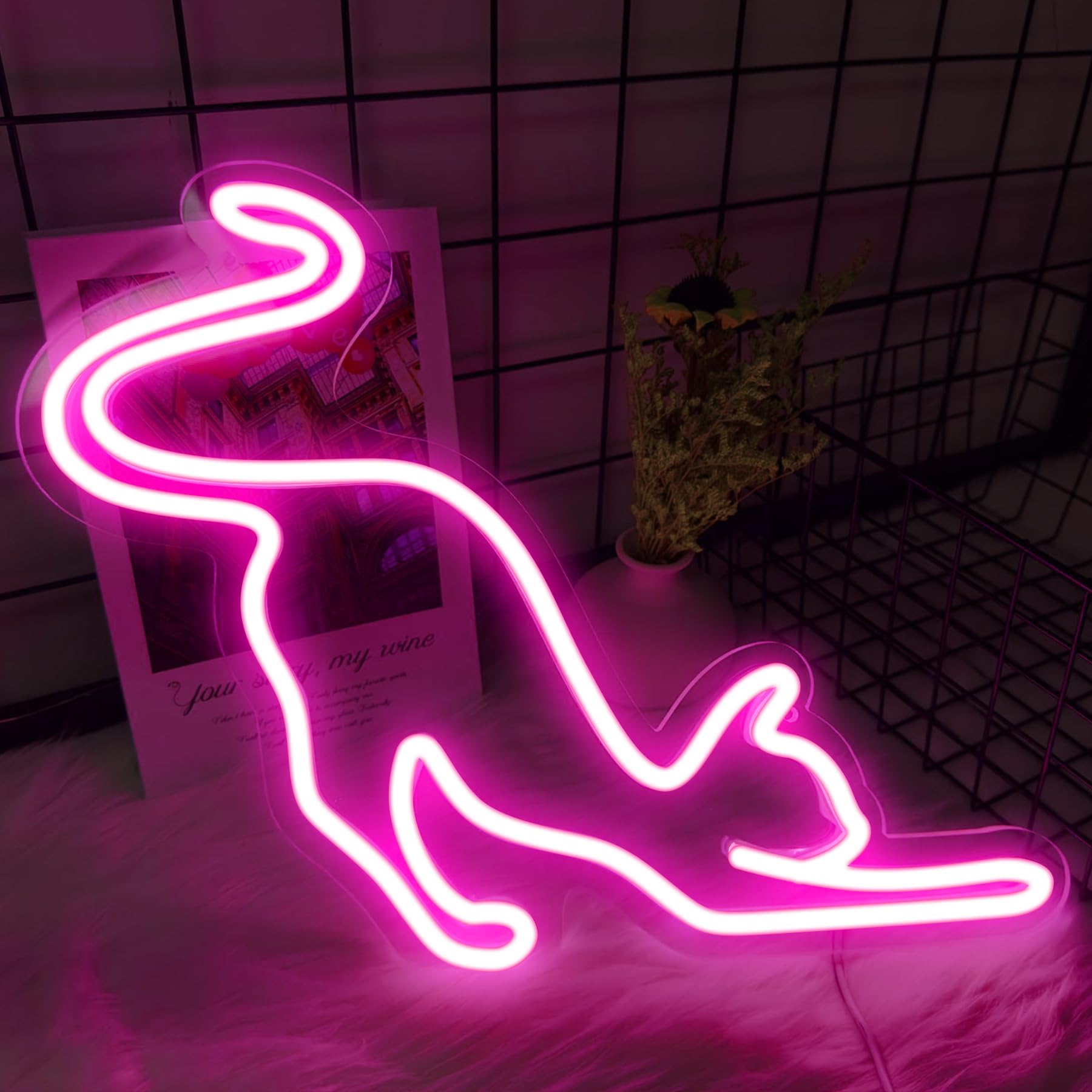 Amazon.com : Neon Sign, LED Pink cat Neon Sign for Room Decor, Neon ...