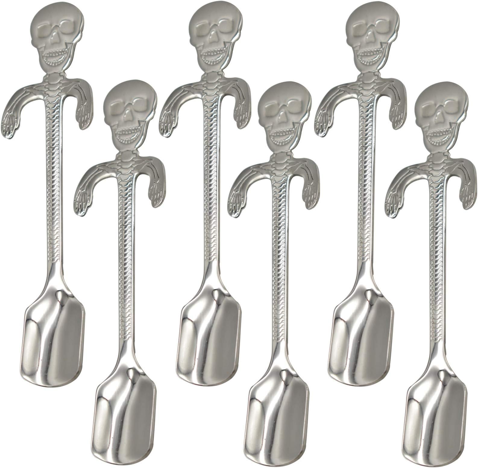 Amazon.com | 304 Stainless Steel Sugar Skull Tea Spoons Coffee Stirring ...