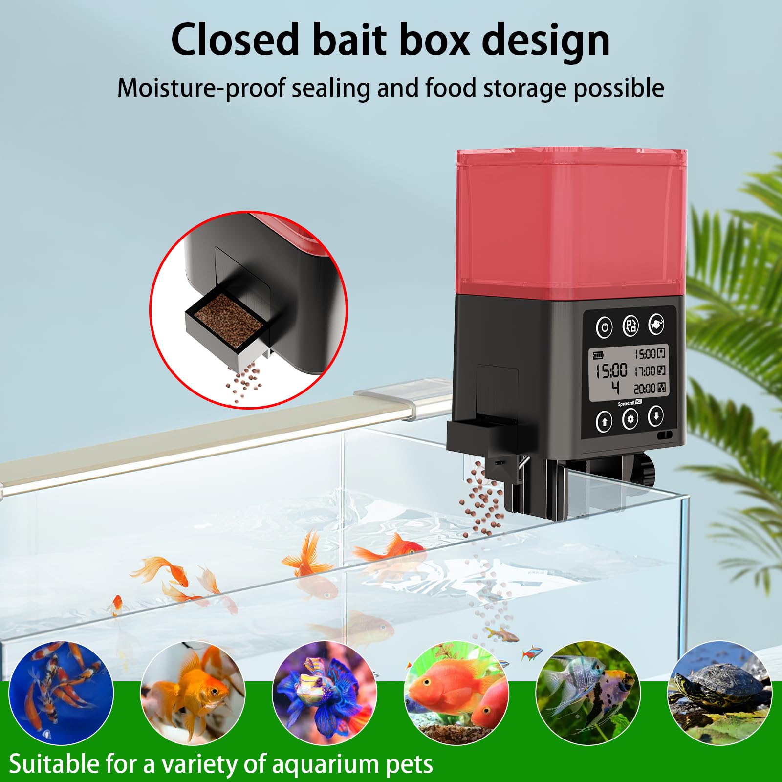 Automatic Fish Feeder for Aquarium with Timer,LCD Display-320ML Large ...