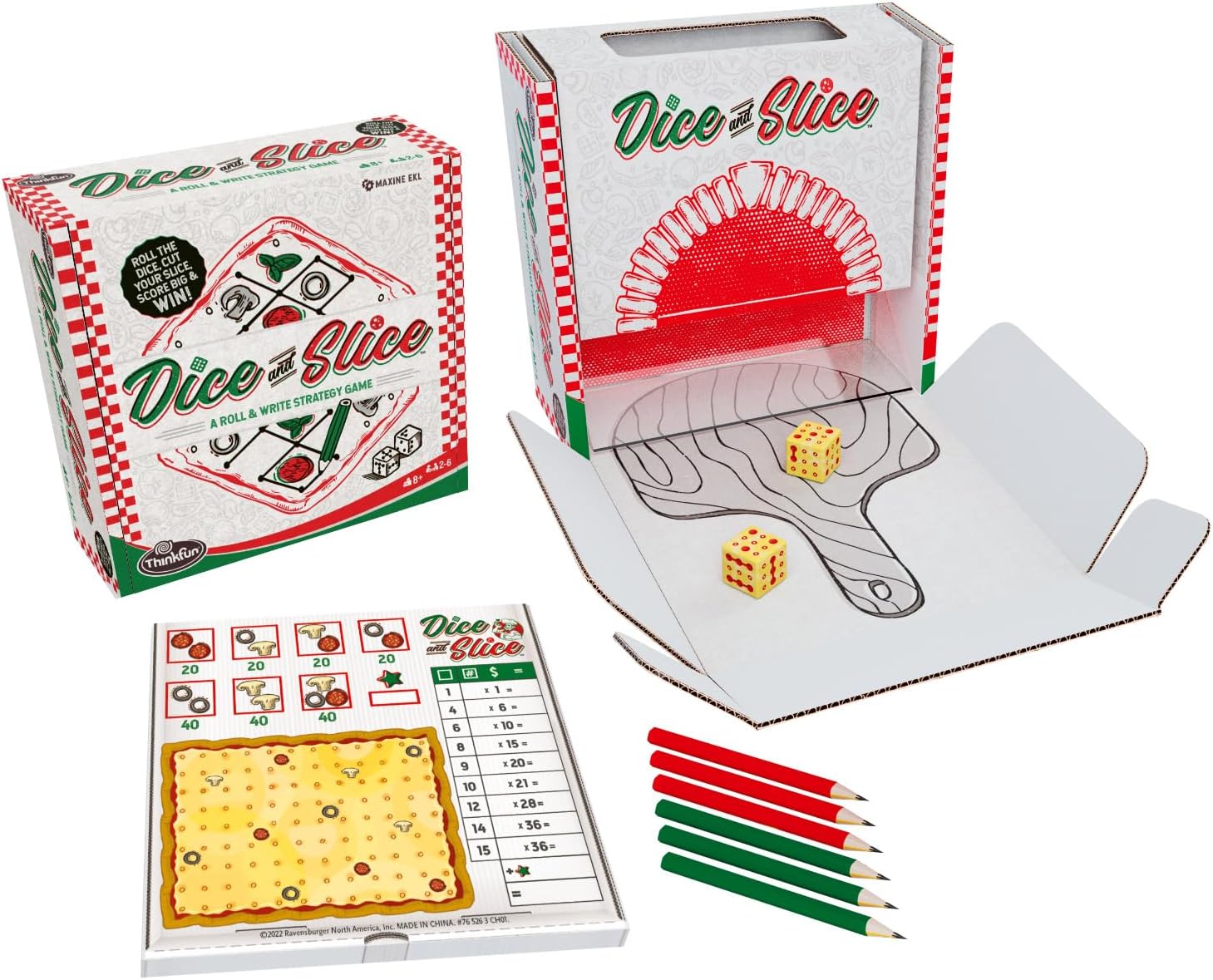 Amazon.com: ThinkFun's Dice and Slice Pizza Party Dice Game ...