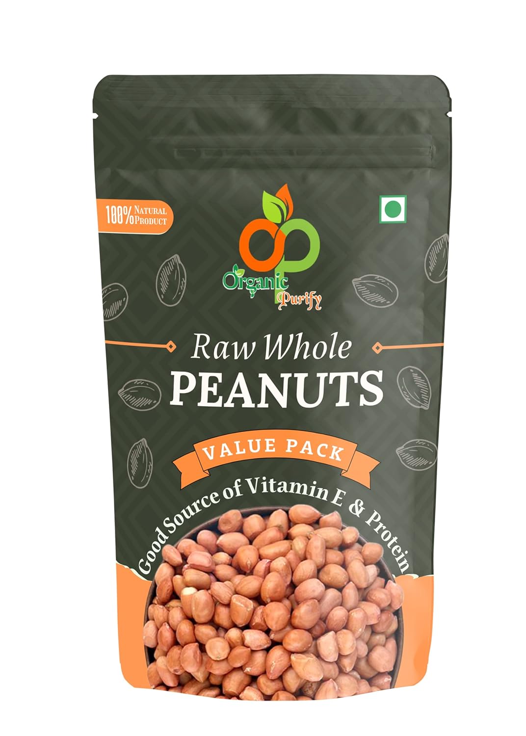Organic Purify RAW PEANUTS|GROUNDNUT|MOONGFALI(मूंगफली) 200GM : Amazon ...