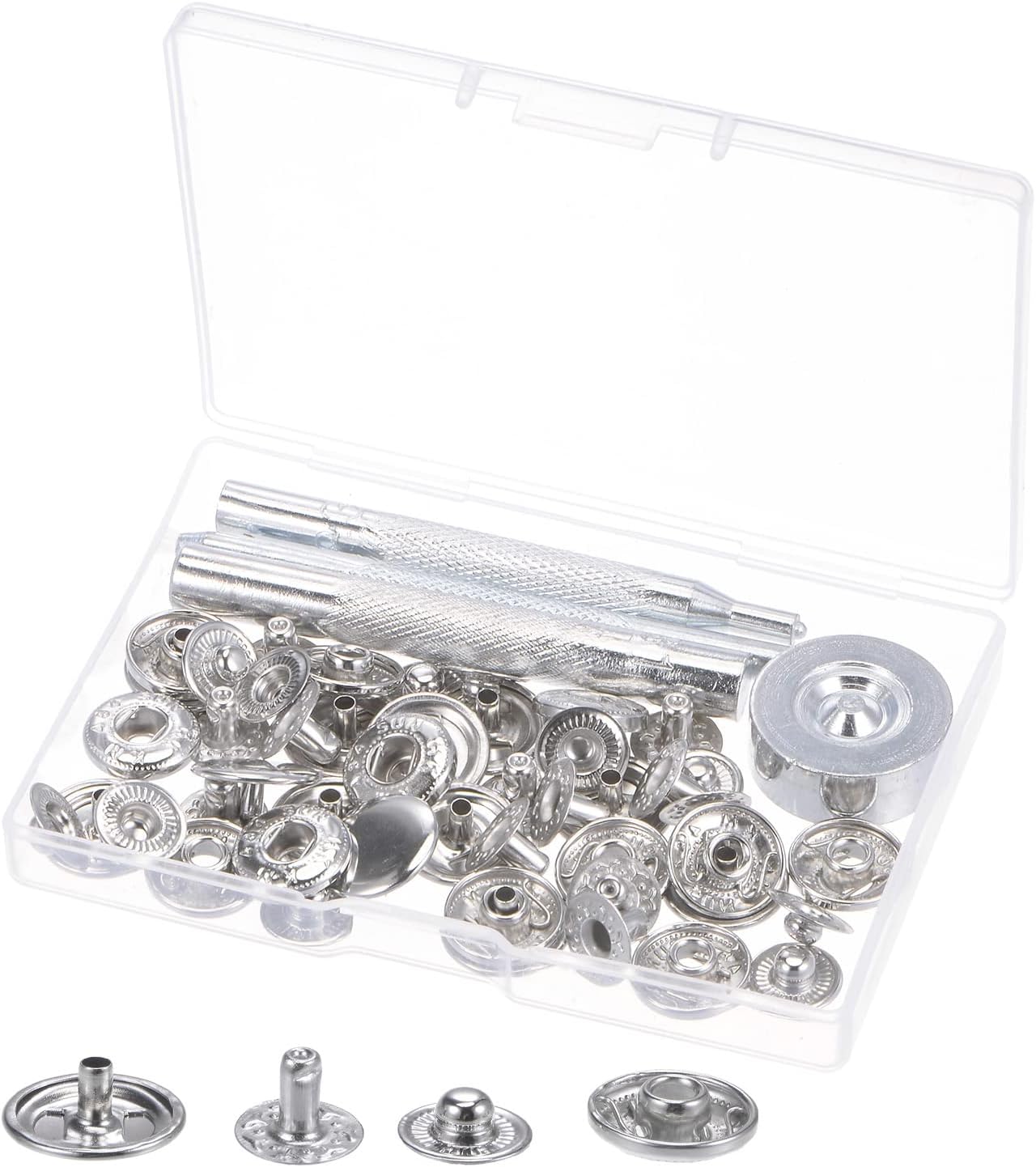 Amazon.com: uxcell 12 Sets Leather Snap Fasteners Kit 3/5 Inch 15mm ...