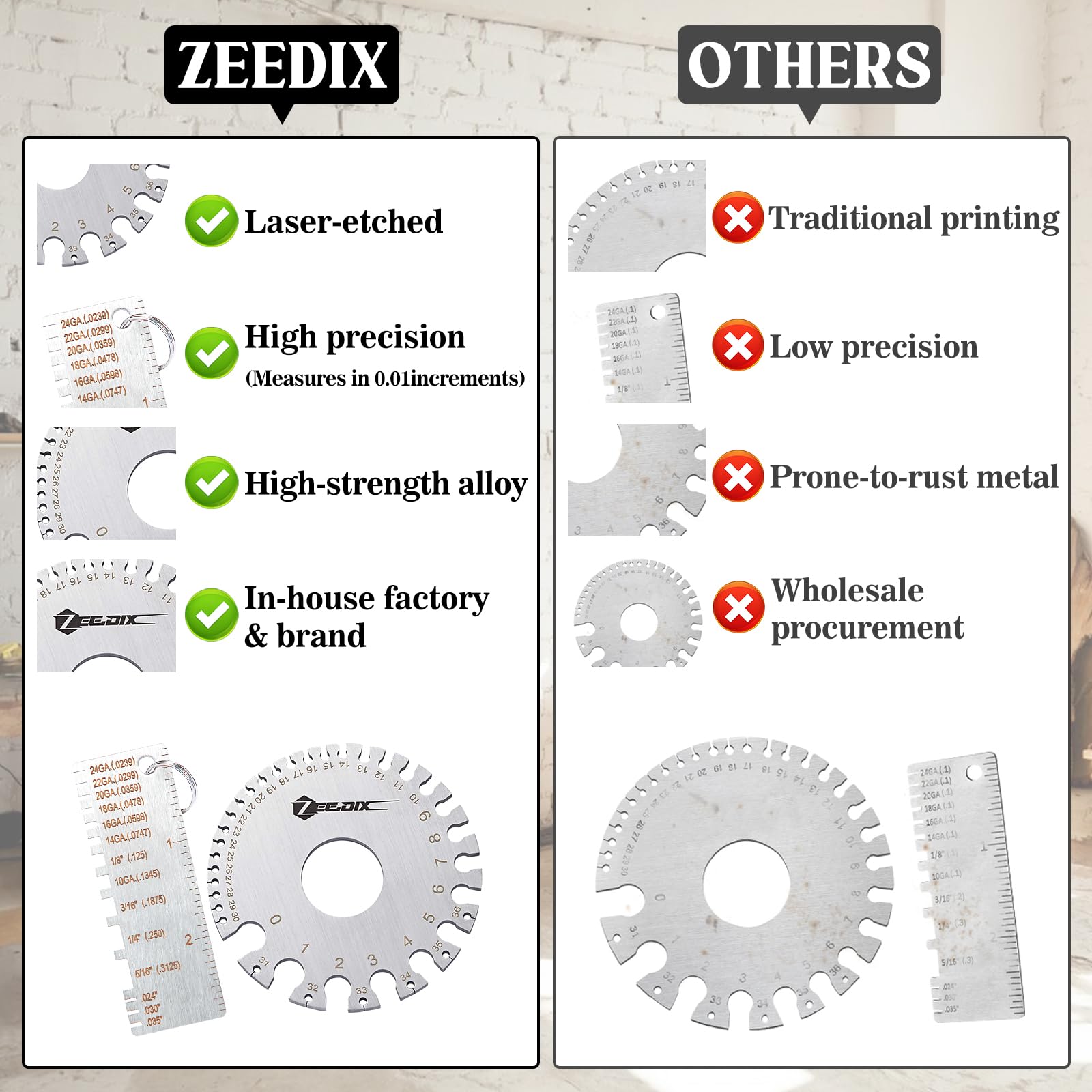 Snapklik.com : Portable Metal Sheet Thickness Gauge- Stainless Steel ...