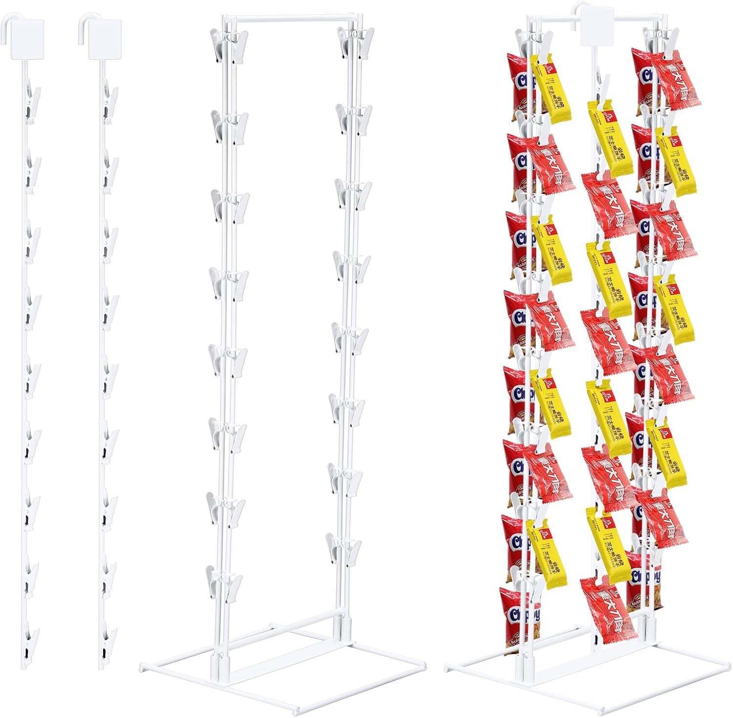 Amazon.com: Geetery 2 Pcs Potato Chip Rack Display Stand 2 Row Candy ...