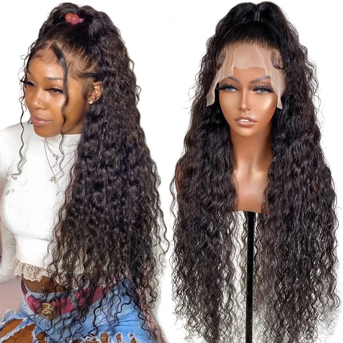 Perruque Femme Naturelle Brésilien Water Wave Peruque Bresilien Naturel ...