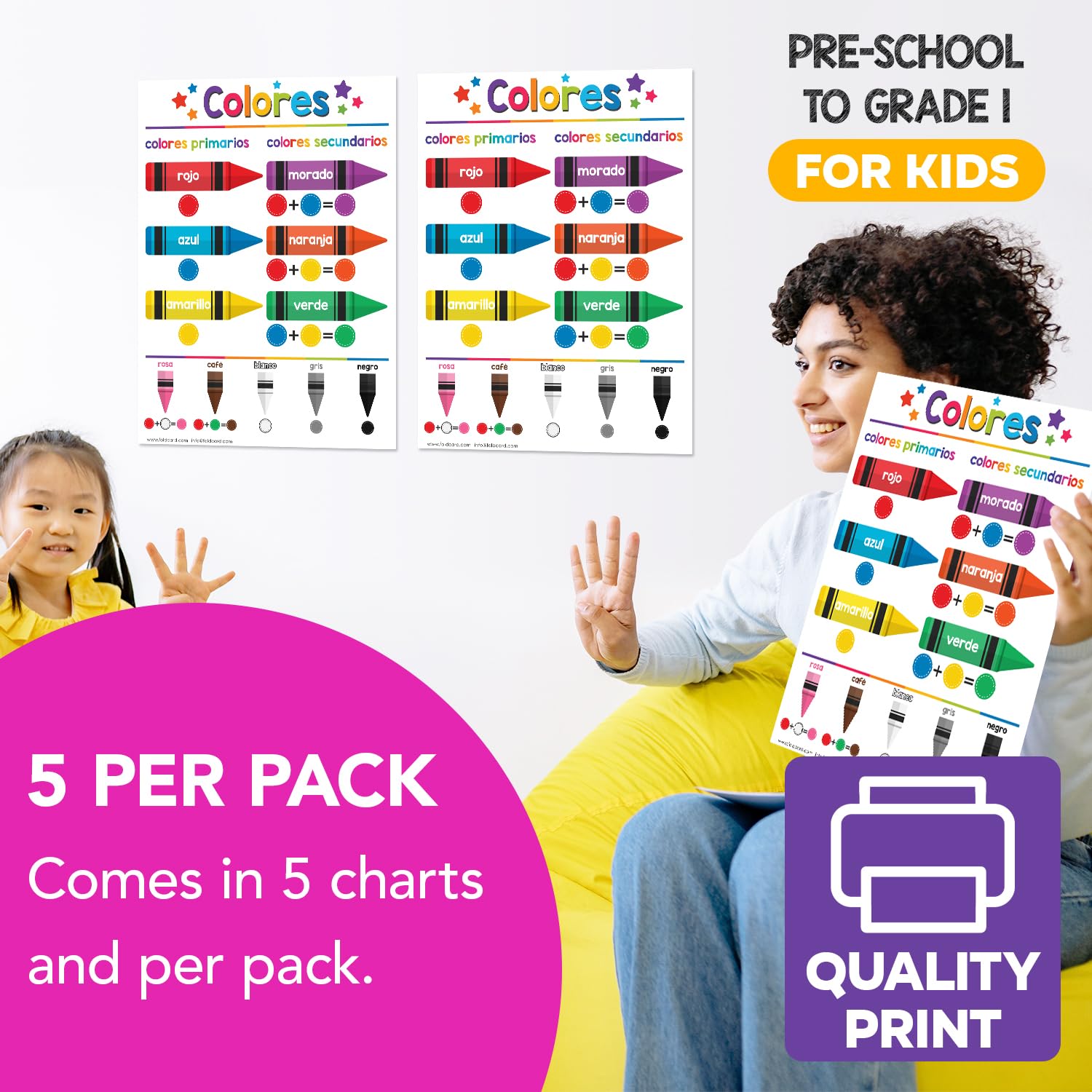 Snapklik.com : Colores Spanish Chart For Preschool To Gradeschool Kids ...
