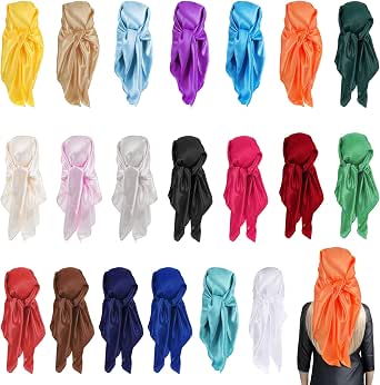 cobee 20 Pcs 35 Inch Large Satin Head Scarves Bulk, Silk Like Feeling ...
