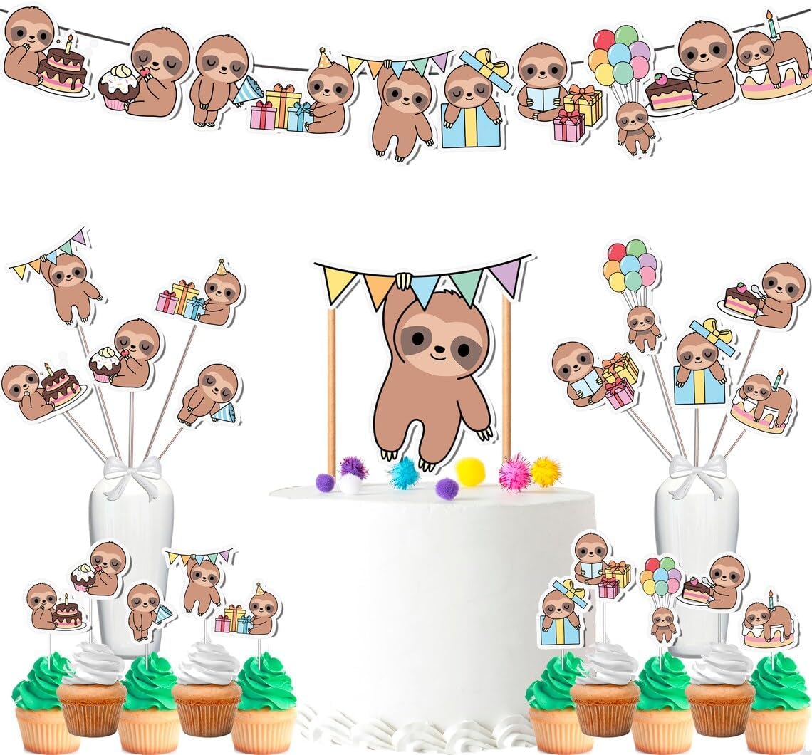 Amazon.com: Sloth Party Decor Set - Relaxing Jungle Theme for Birthdays ...