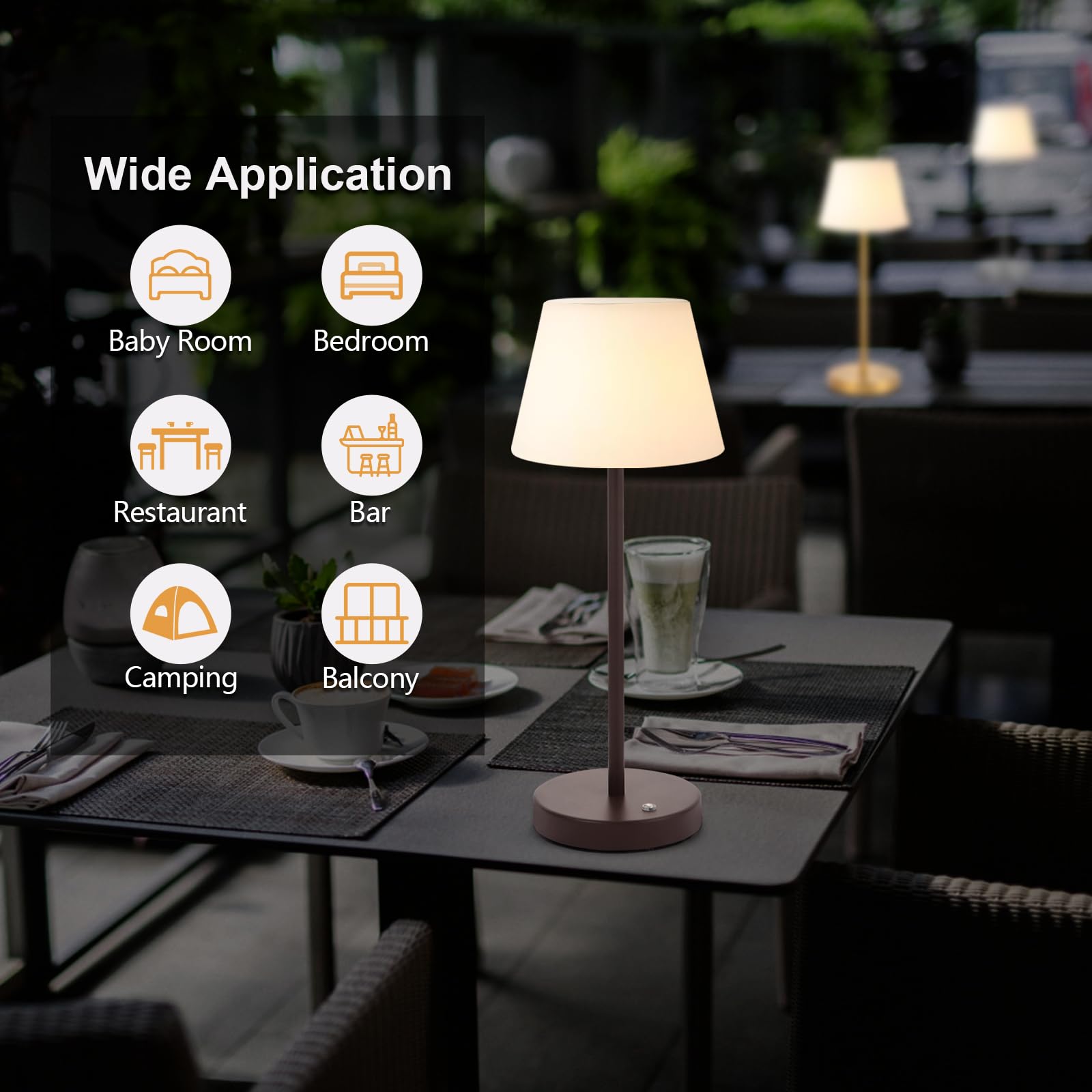 LIGHTJXDS Cordless Rechargeable Table Lamp, 5000mAh Battery Operated ...