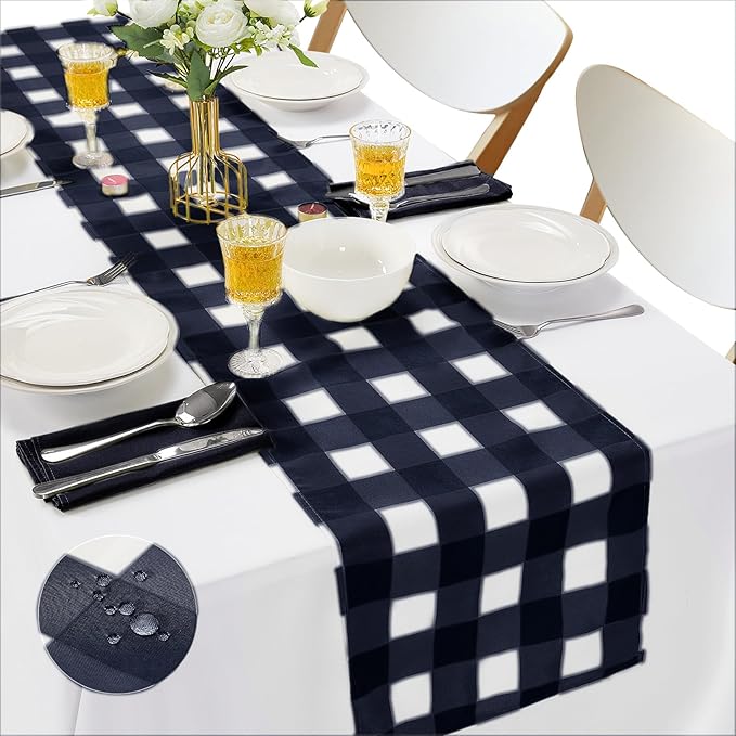 Amazon.com: Fabric Checkered Table Runner 12 Pack Waterproof Gingham ...
