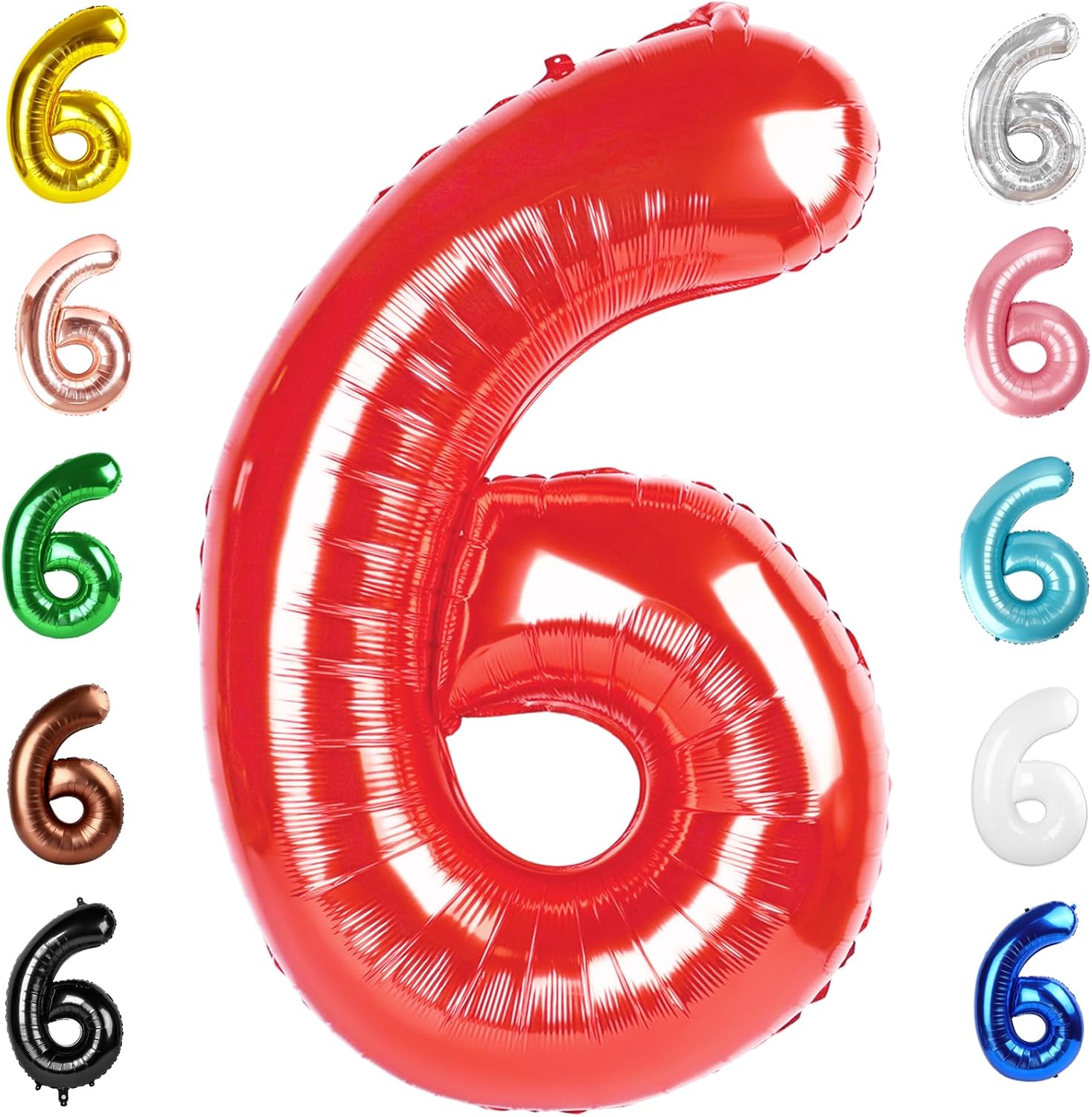 Amazon.com: 6 Balloon, Red Number Balloon 40 Inch for Birthday ...