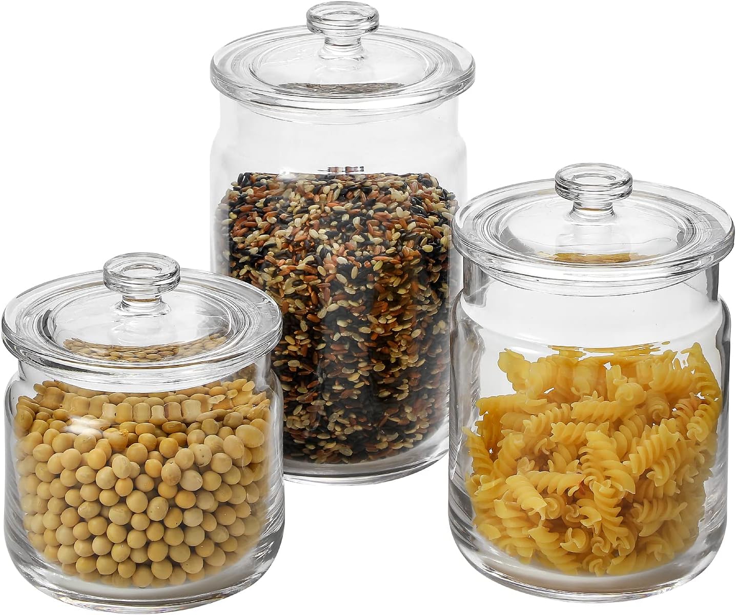 Amazon.com: Set of 3 Glass Jar with Lid 1 Liter | Airtight Glass ...