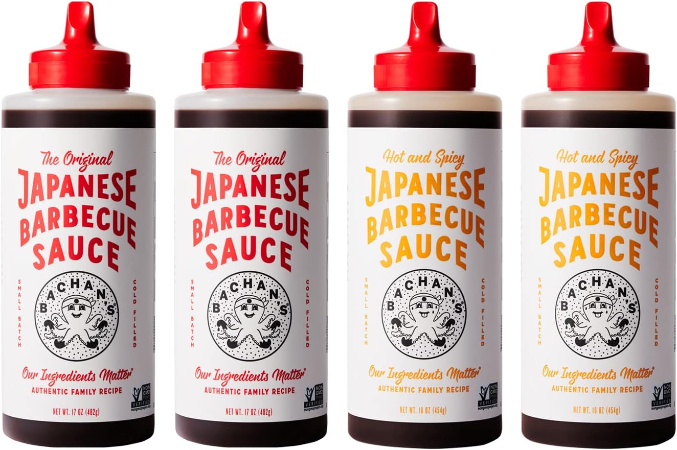 Amazon.com : Bachan's Japanese Barbecue Sauce 4 Pack - 1 OG, 1 Hot ...