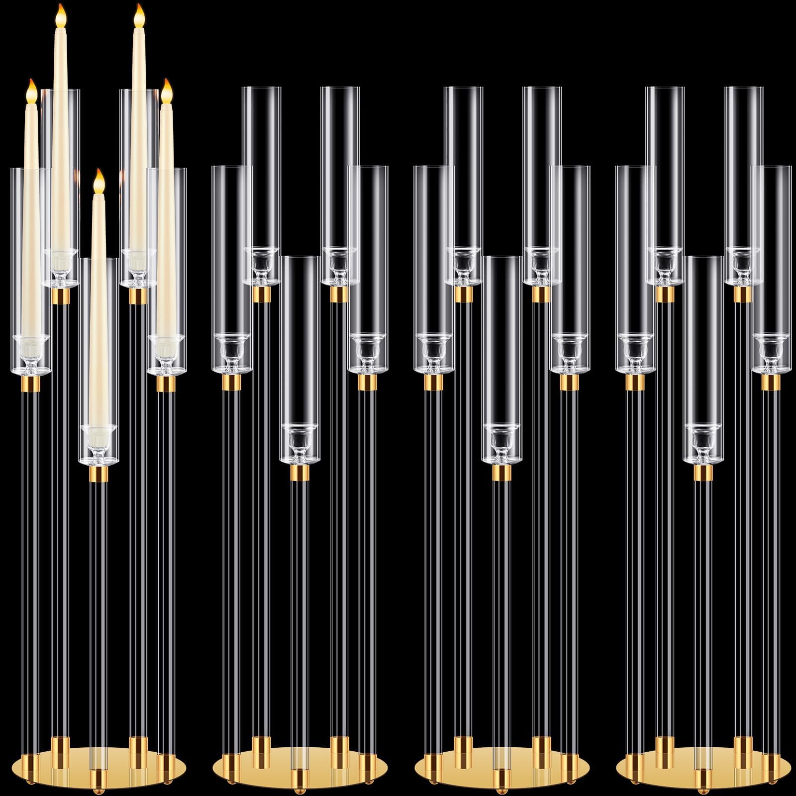 Amazon.com: Hushee 8 Pcs Acrylic Candelabra Centerpieces 5 Arm Clear ...