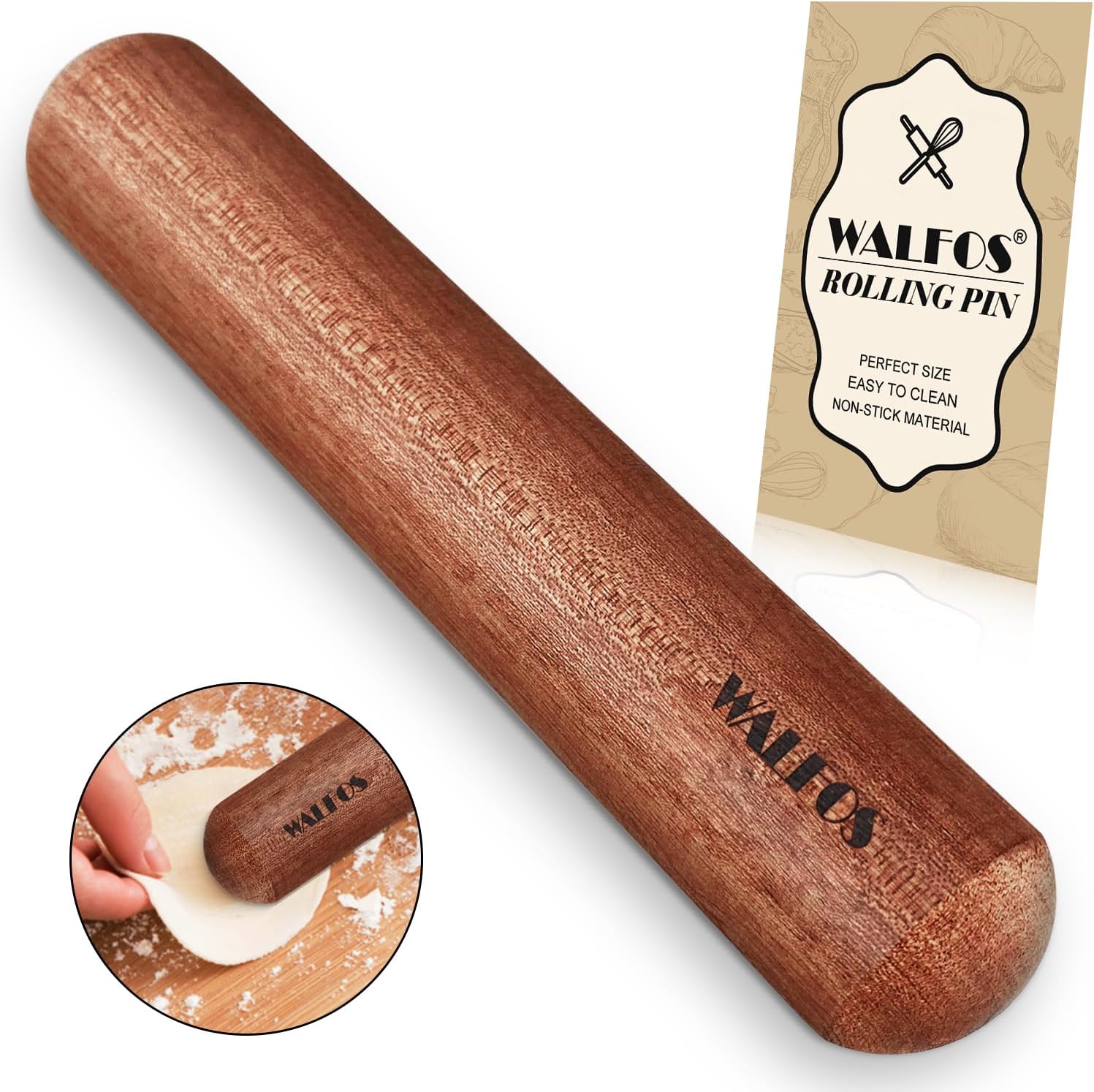 Amazon.com: Rolling Pin - Dough Roller Wood Rolling Pin for Baking, 16 ...