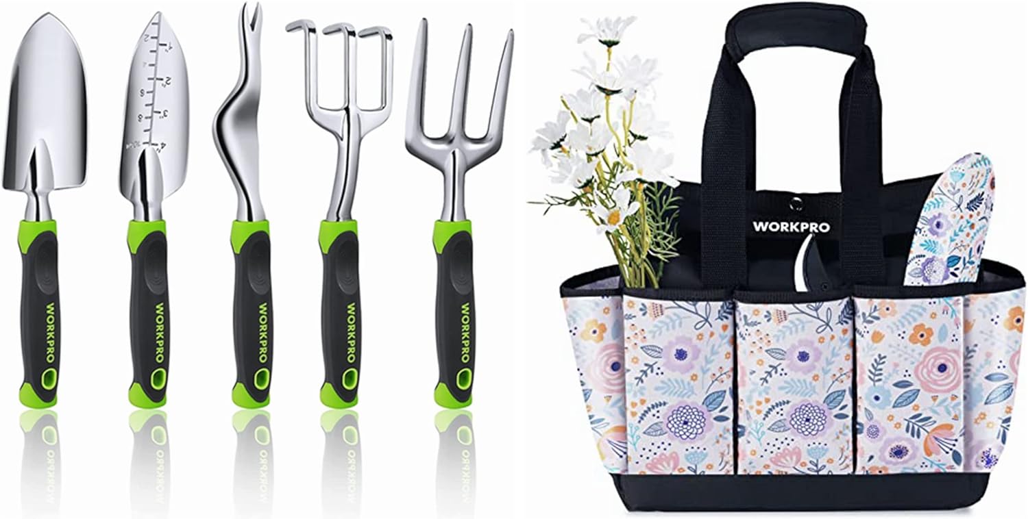 Amazon.com: WORKPRO Garden Bag And 5-Piece Garden Tool Sets : Patio ...