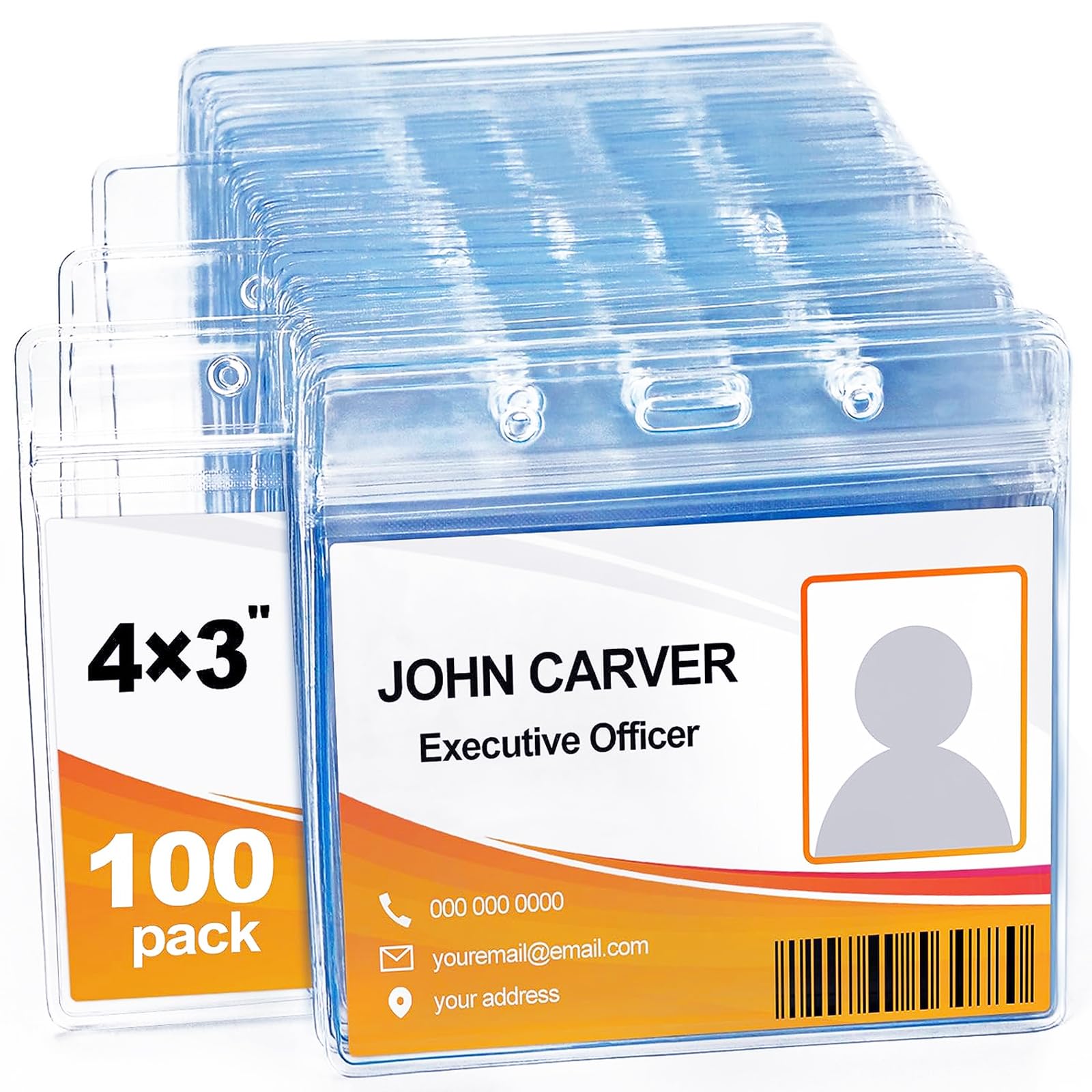 Snapklik.com : 100 Pcs Clear Plastic Extra Thick Horizontal Card Holders