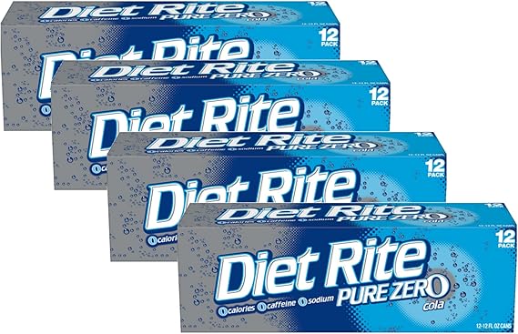 Amazon.com : Diet Rite Pure Zero Cola Original Soda Soft Drink Cans - 4 ...
