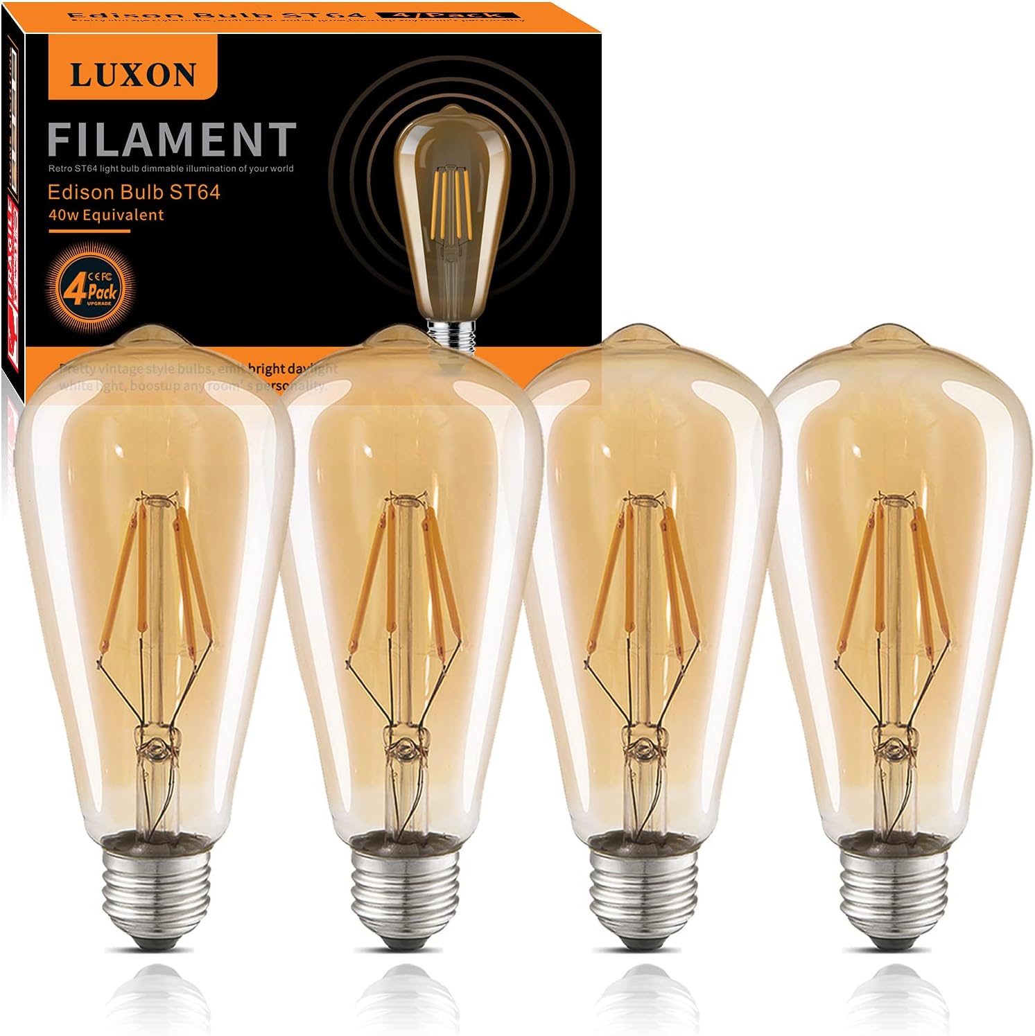 BESLAM 4.5w Vintage Edison LED Light Bulbs Dimmable A19 Type, 2700K ...
